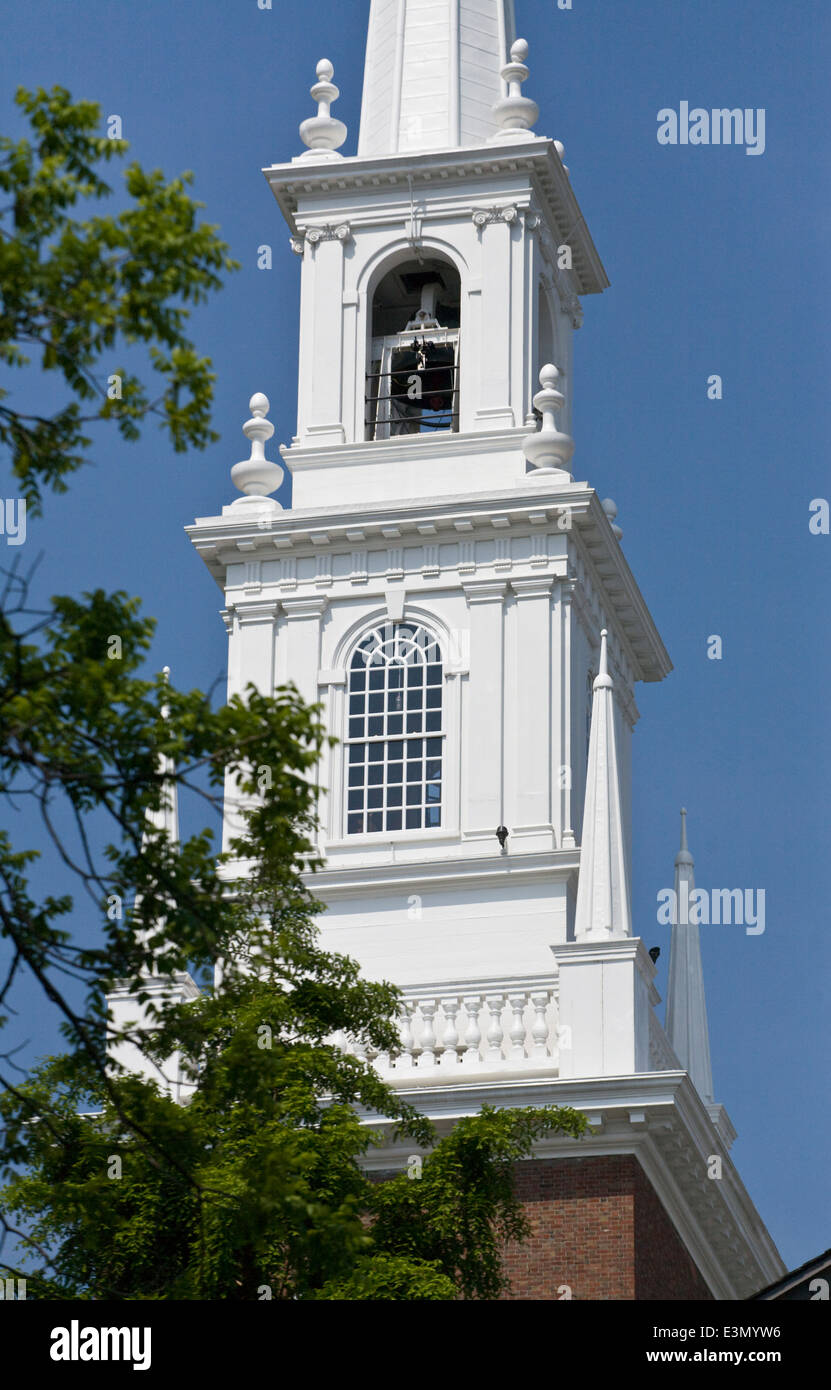 BELL TOWER of the MEMORIAL CHURCH on the campus of HARVARD UNIVERSITY ...
