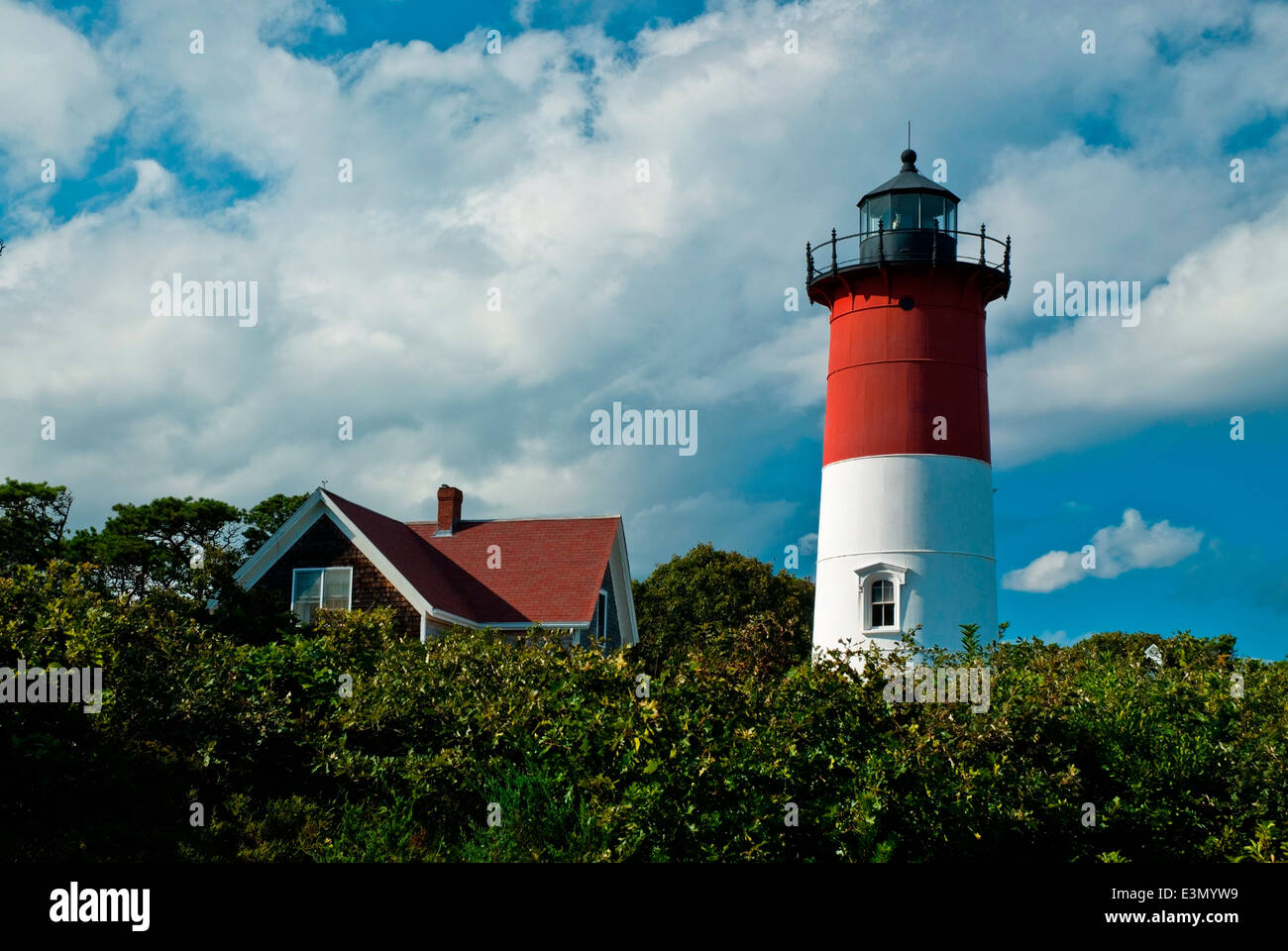 Nauset lighthouse is located on the Cape Cod National Seashore, a ...