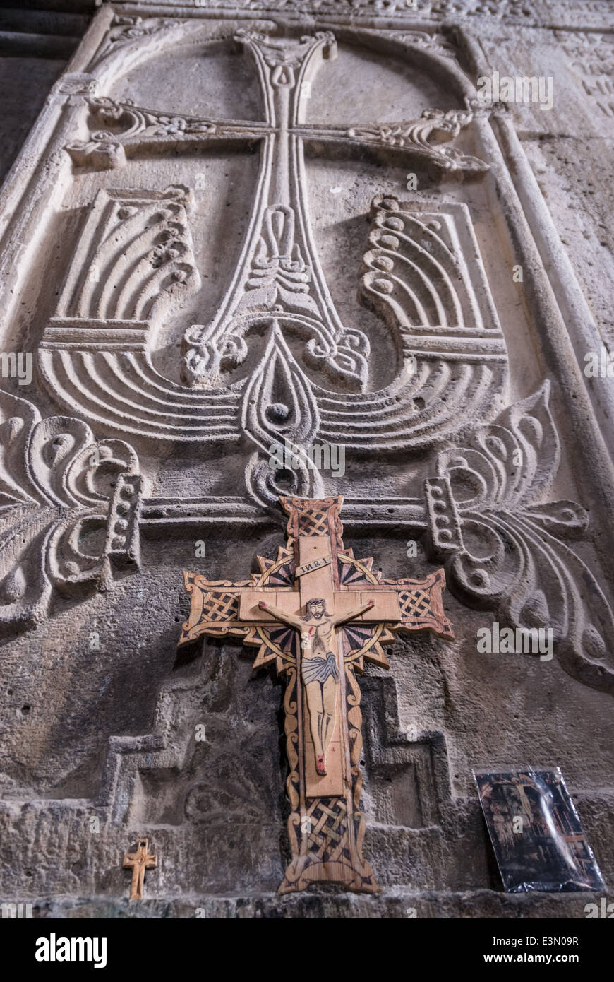 Armenian crosses in a church, Armenia Stock Photo - Alamy