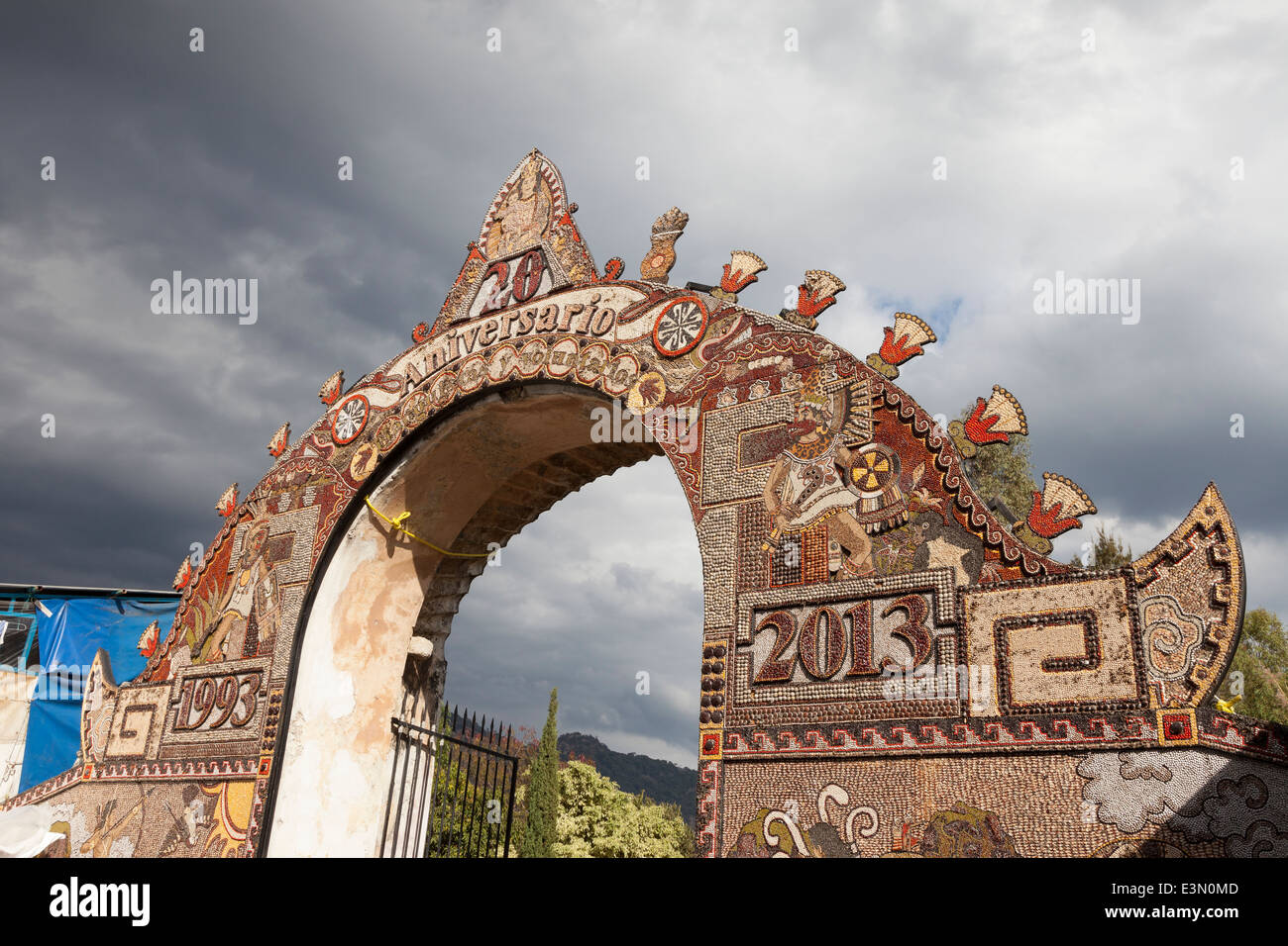 Stone mosaic gate to the Ex-Convento Dominico de la Natividad ...