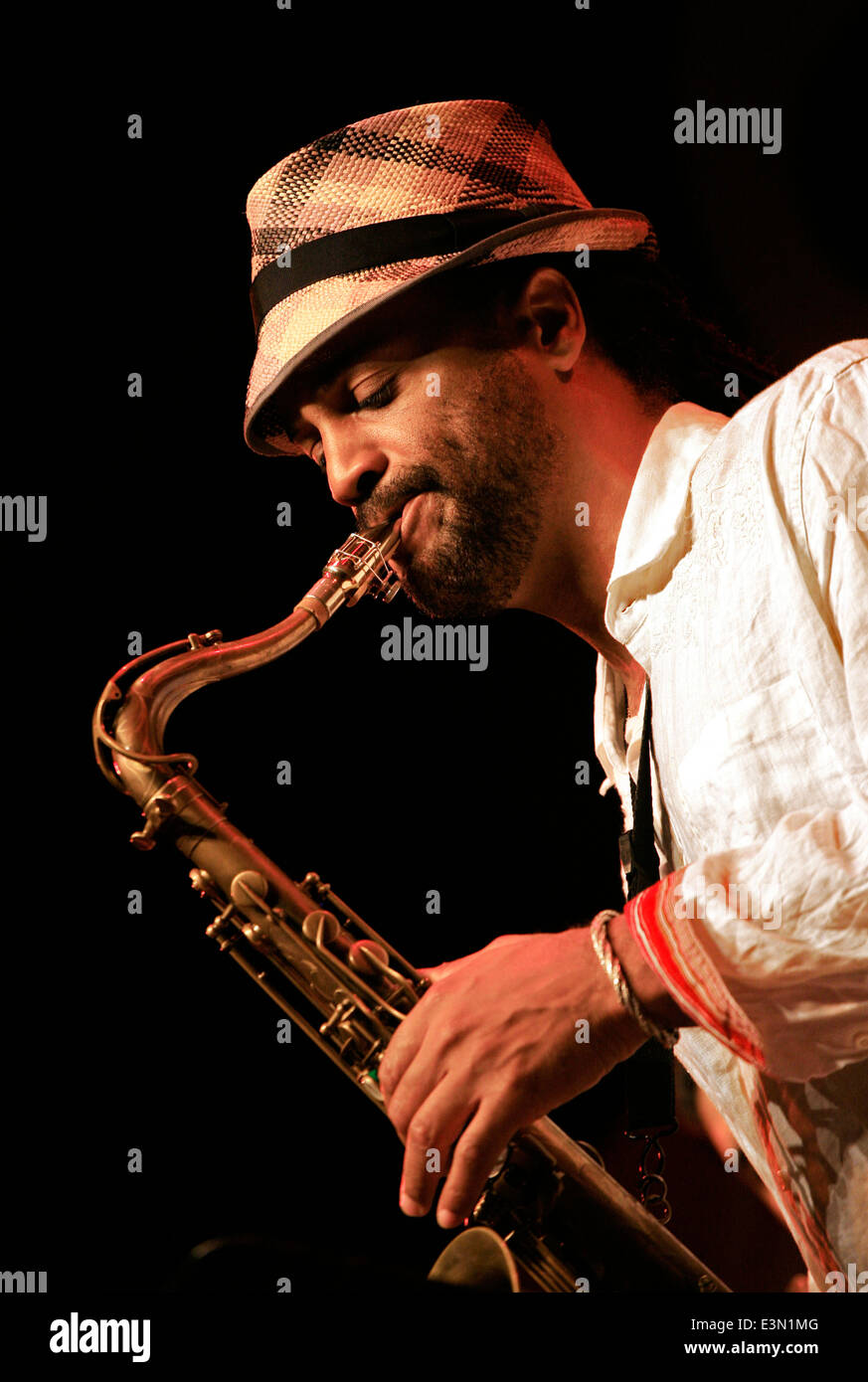 Saxophonist for CONRAD HERWIG'S ALLSTARS perform at the MONTEREY JAZZ ...