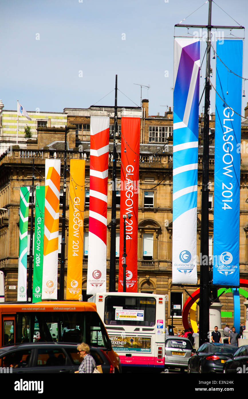 Commonwealth Games banners in George Square Glasgow Stock Photo - Alamy