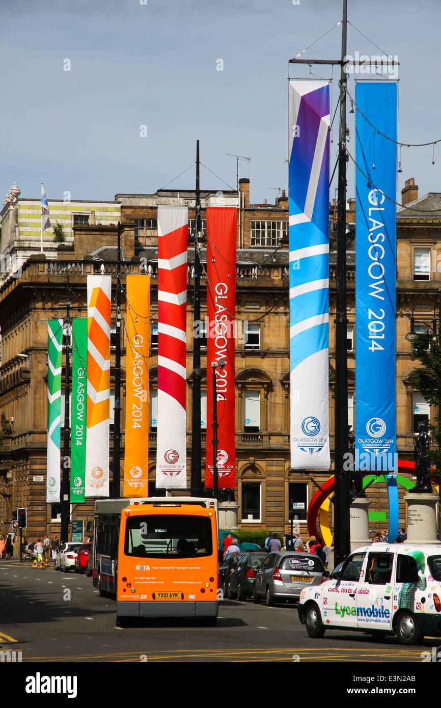 Commonwealth Games banners in George Square Glasgow Stock Photo - Alamy