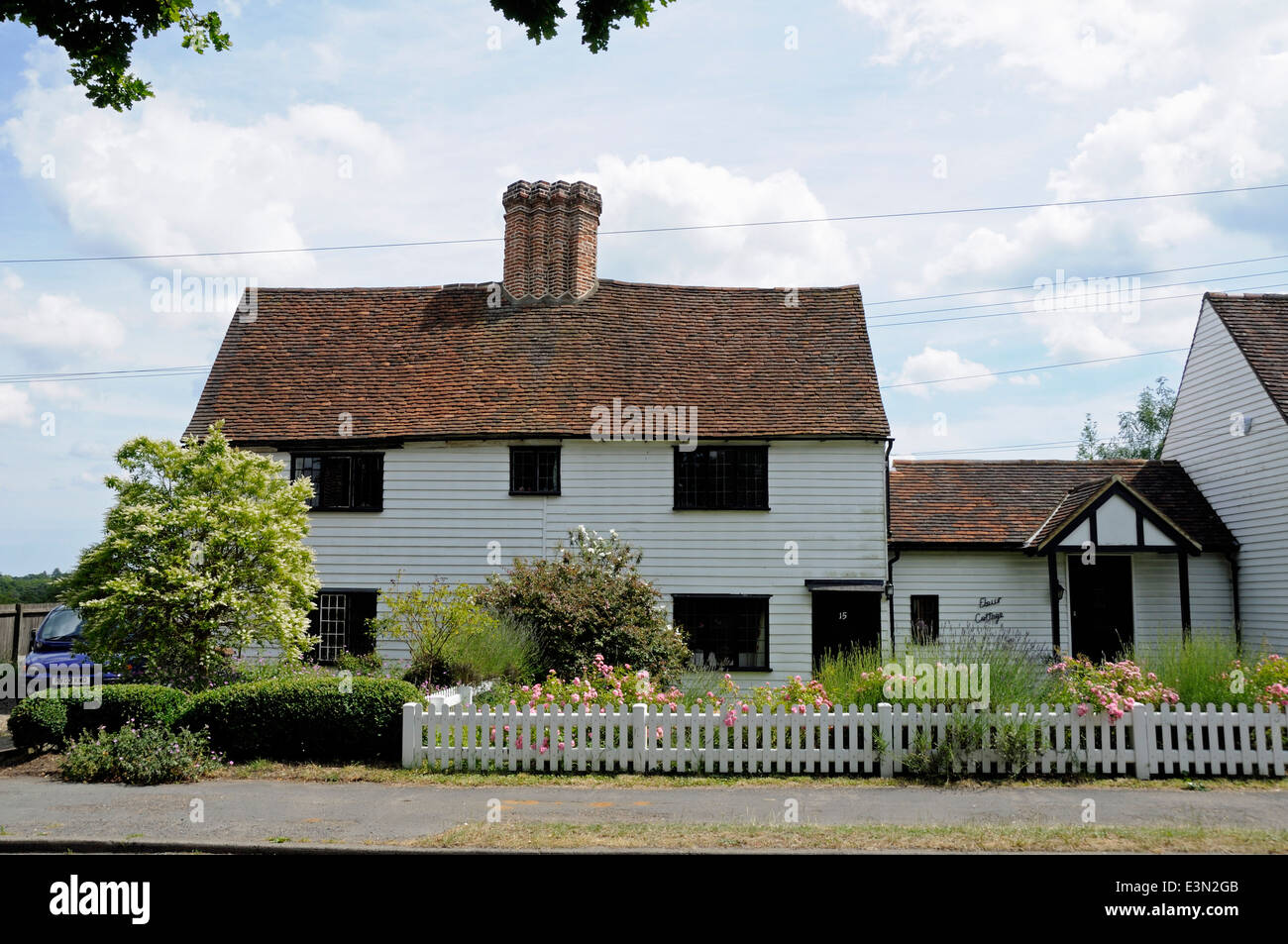 Fleur Cottage, white weatherboarded house, 17th century with later ...