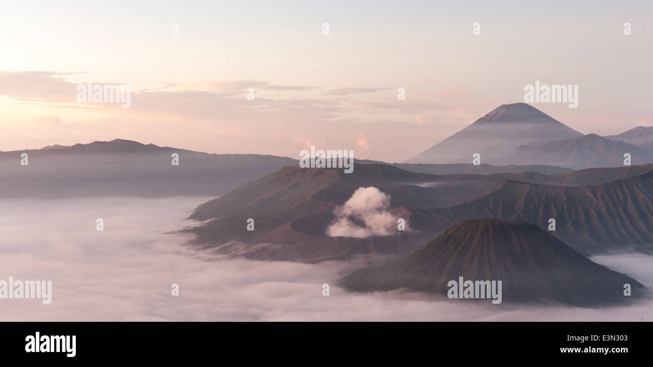Misty sunrise over Gunung Bromo, Indonesia Stock Photo - Alamy