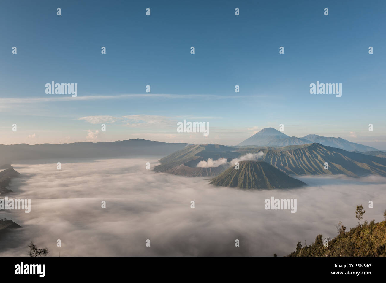 Misty sunrise over Gunung Bromo, Indonesia Stock Photo - Alamy