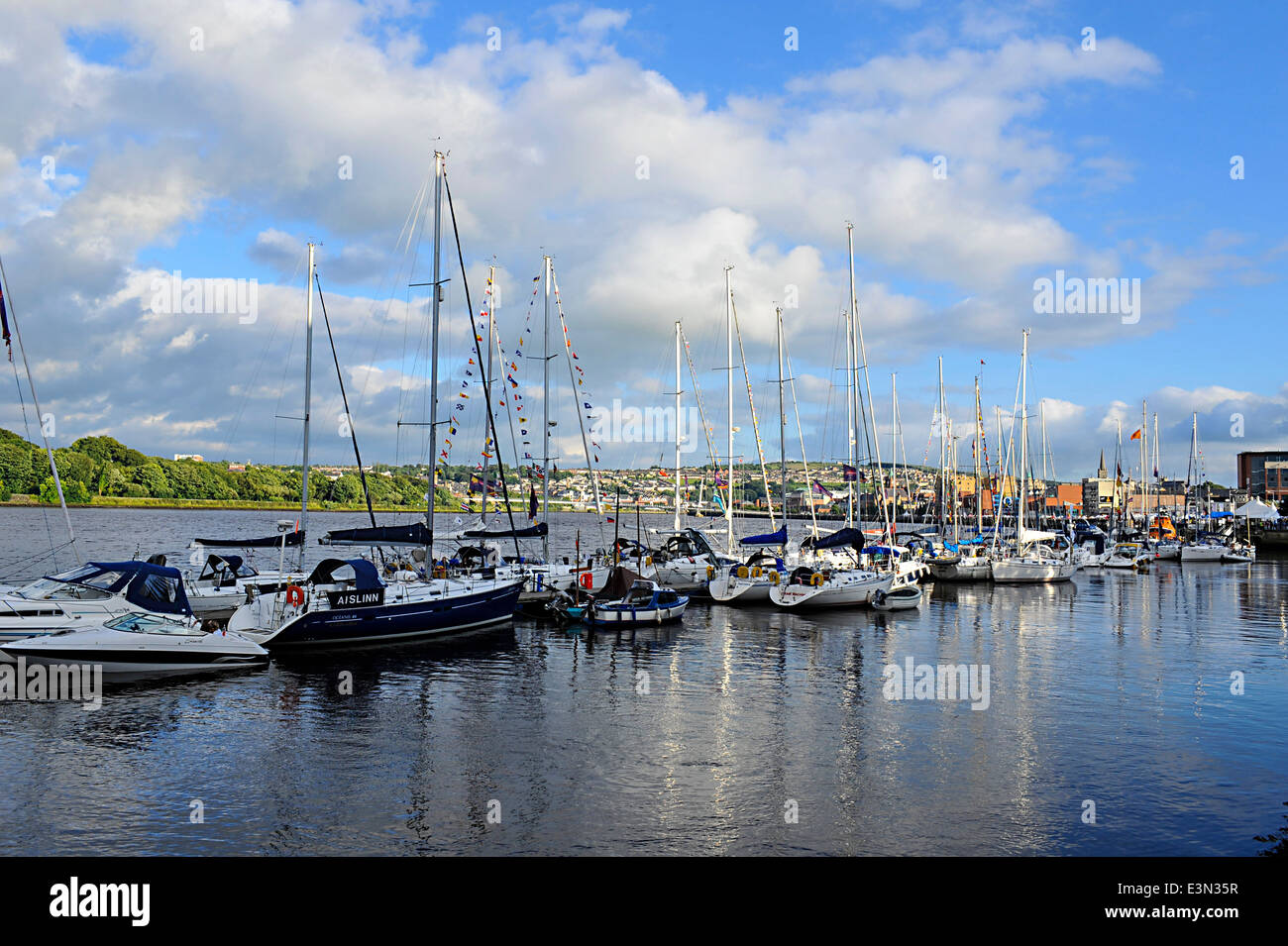 Small crafts and yachts moored at the Foyle Marina, Derry, Londonderry ...