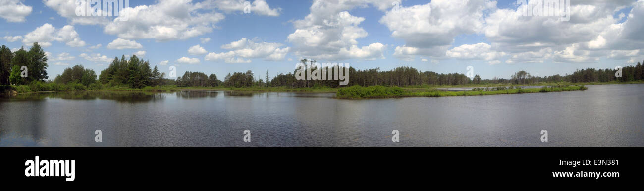 A panoramic view of Seney National Wildlife Refuge in Michigan shows ...