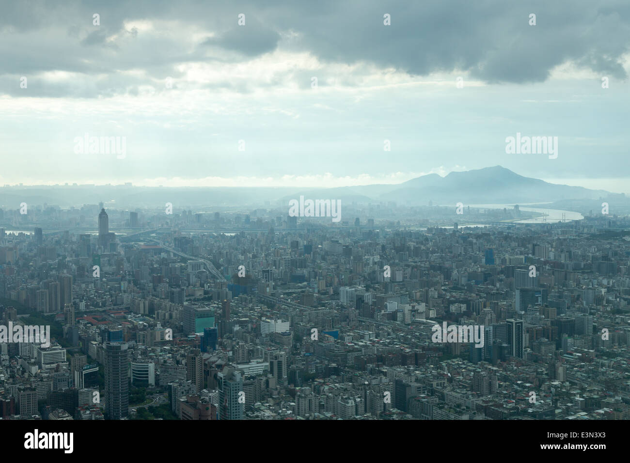 Aerial view of Taipei, Taiwan under a cloudy sky Stock Photo - Alamy