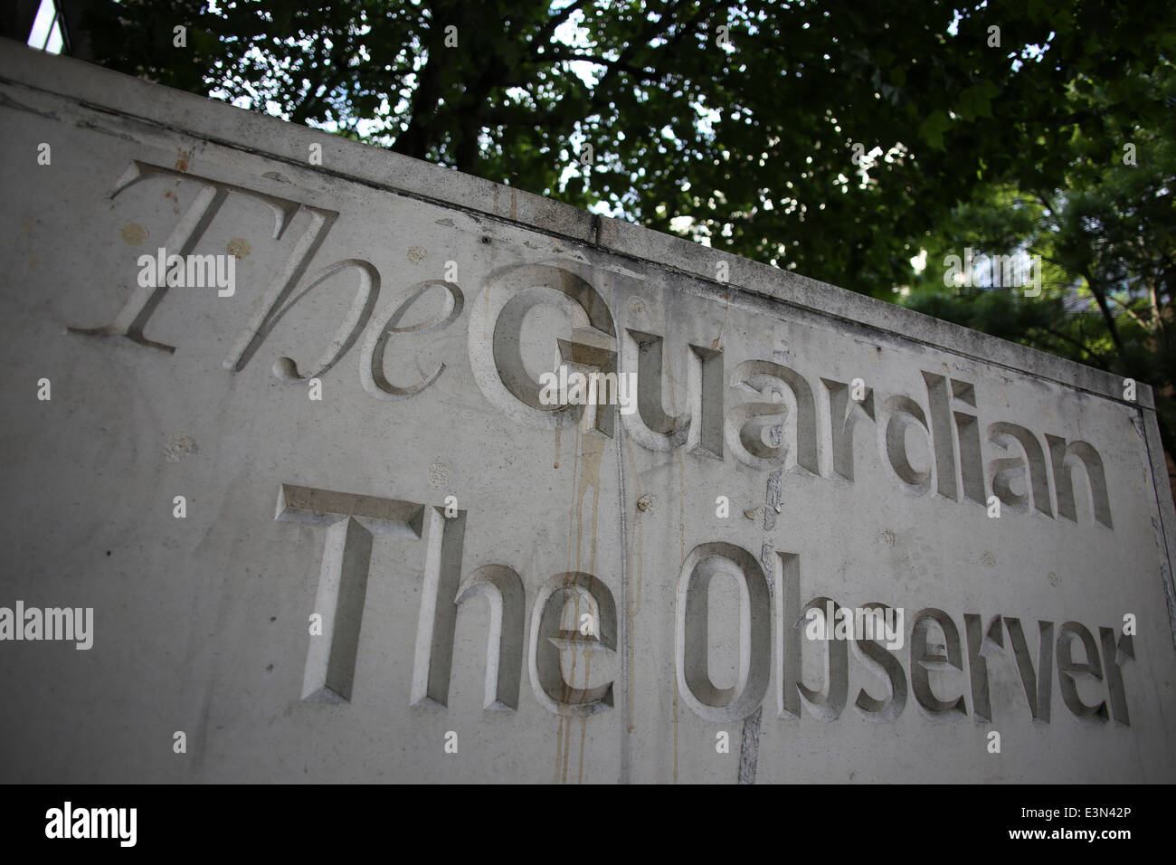 An engraved Guardian and Observer sign outside the former home of the ...