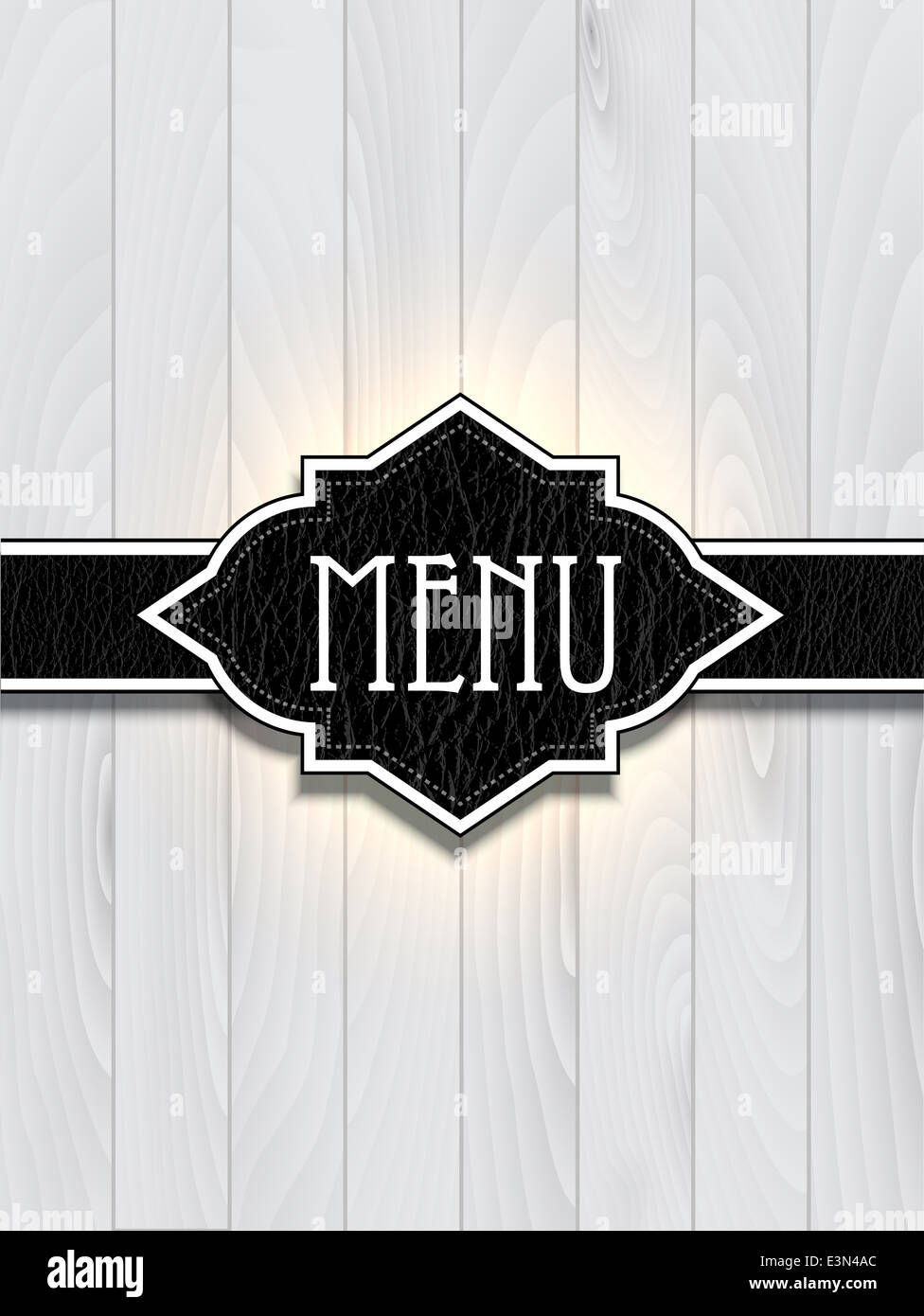 Menu design with a wood and leather texture Stock Photo - Alamy