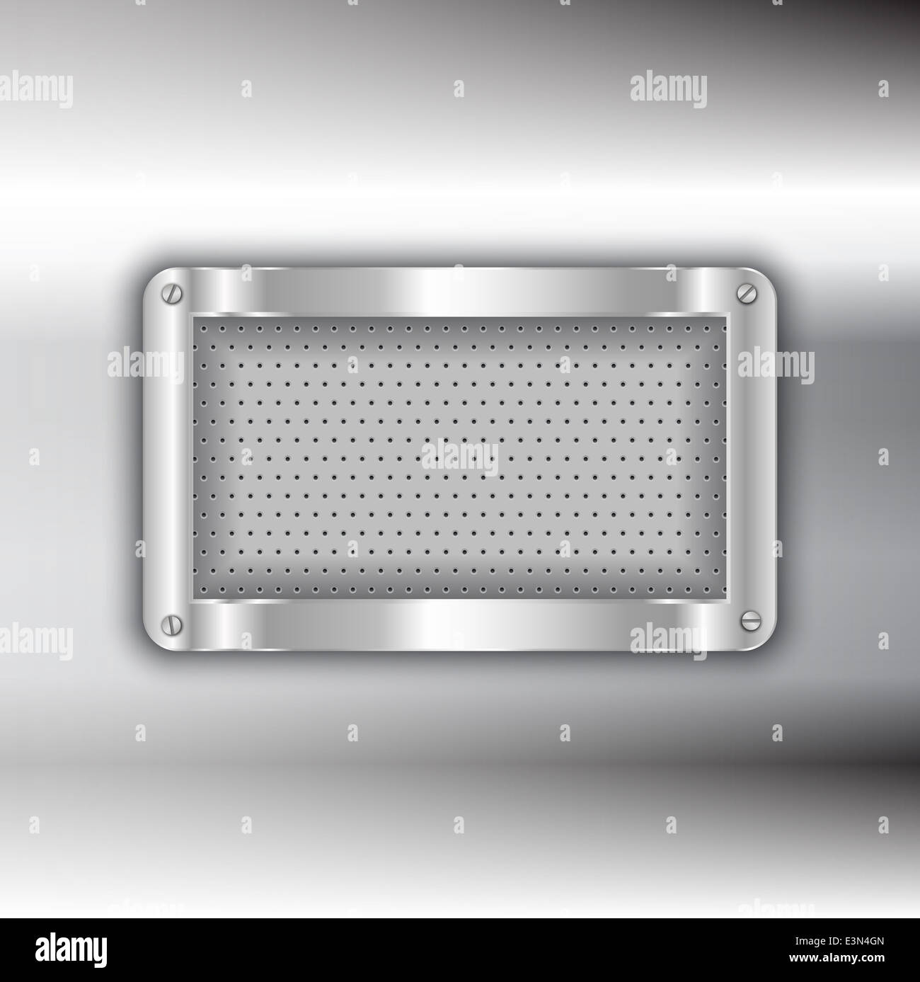 Metallic plate on a glossy metal background Stock Photo - Alamy