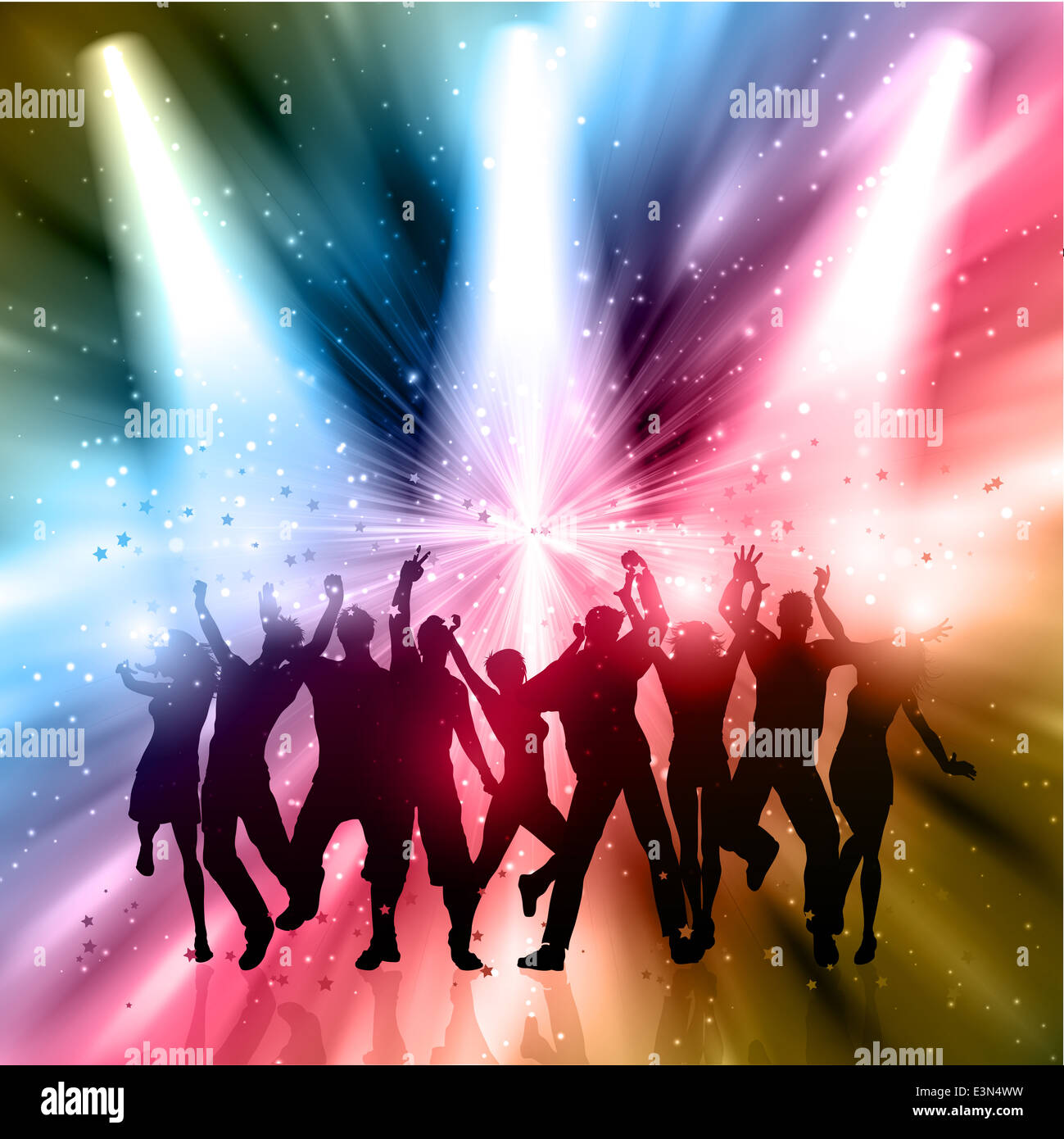 Silhouettes of people dancing on an abstract background Stock Photo - Alamy