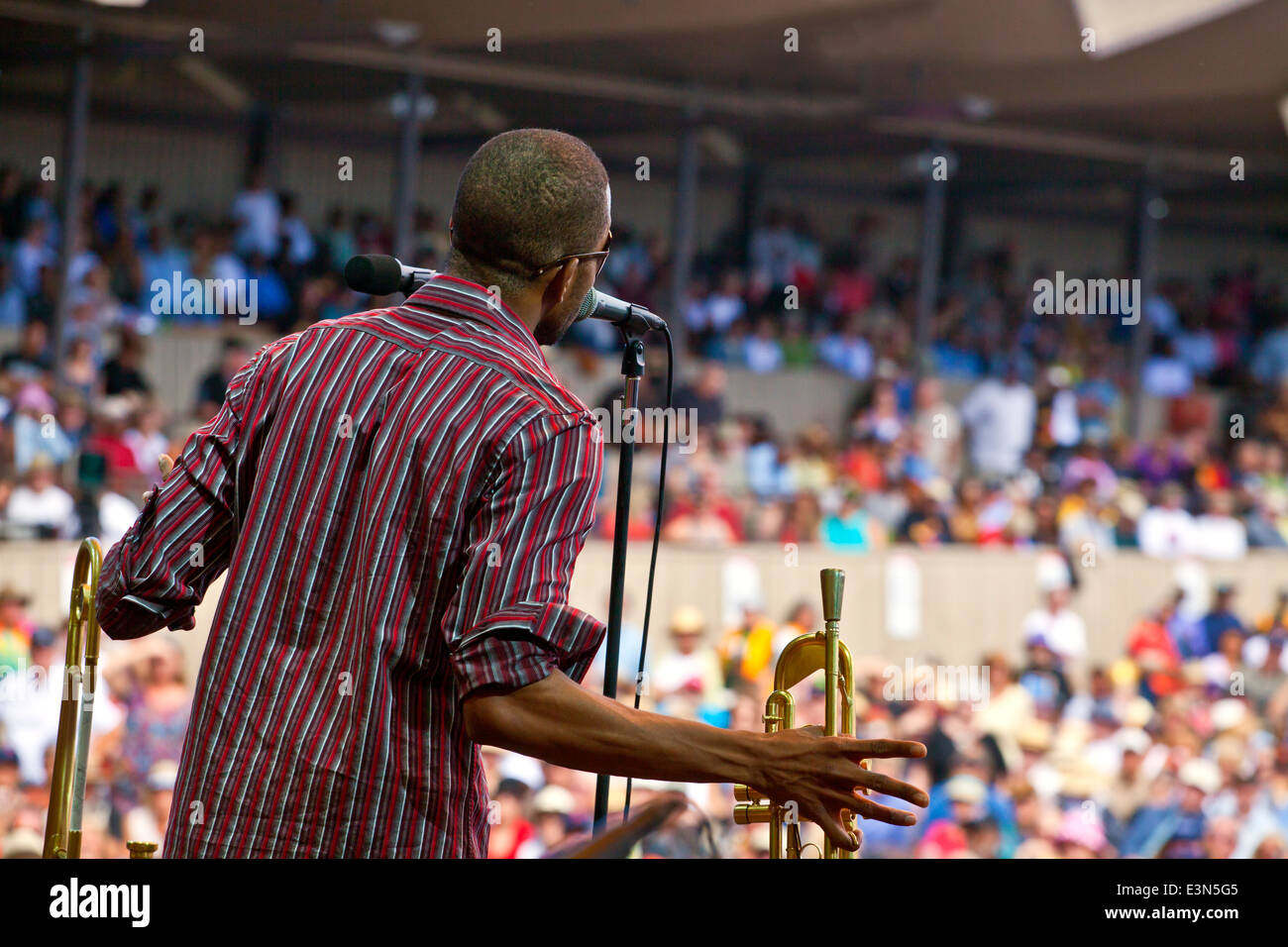 TROY ANDREWS know as TROMBONE SHORTY preforms with his band on the ...