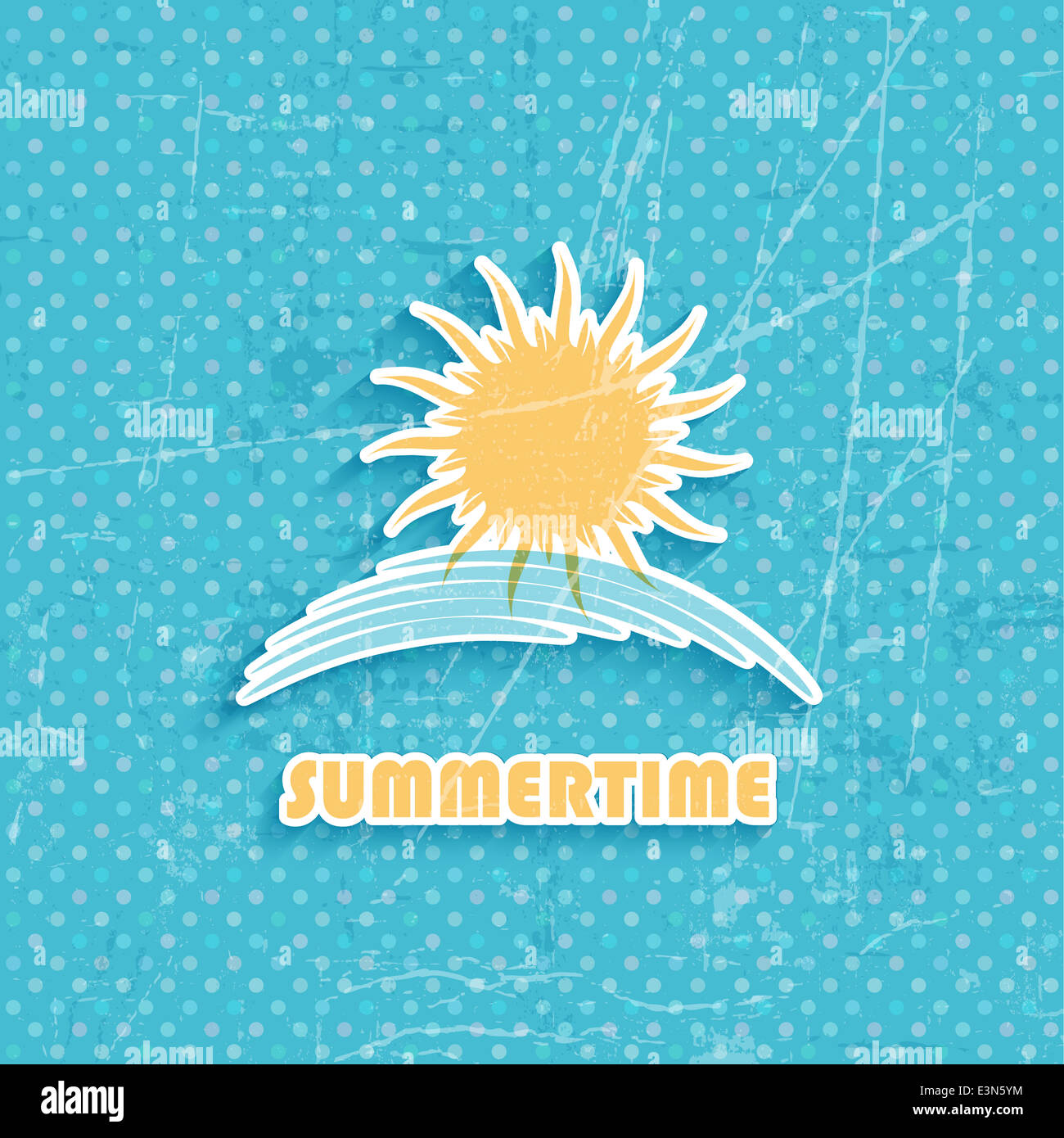 Grunge style summer background with sun icon Stock Photo - Alamy
