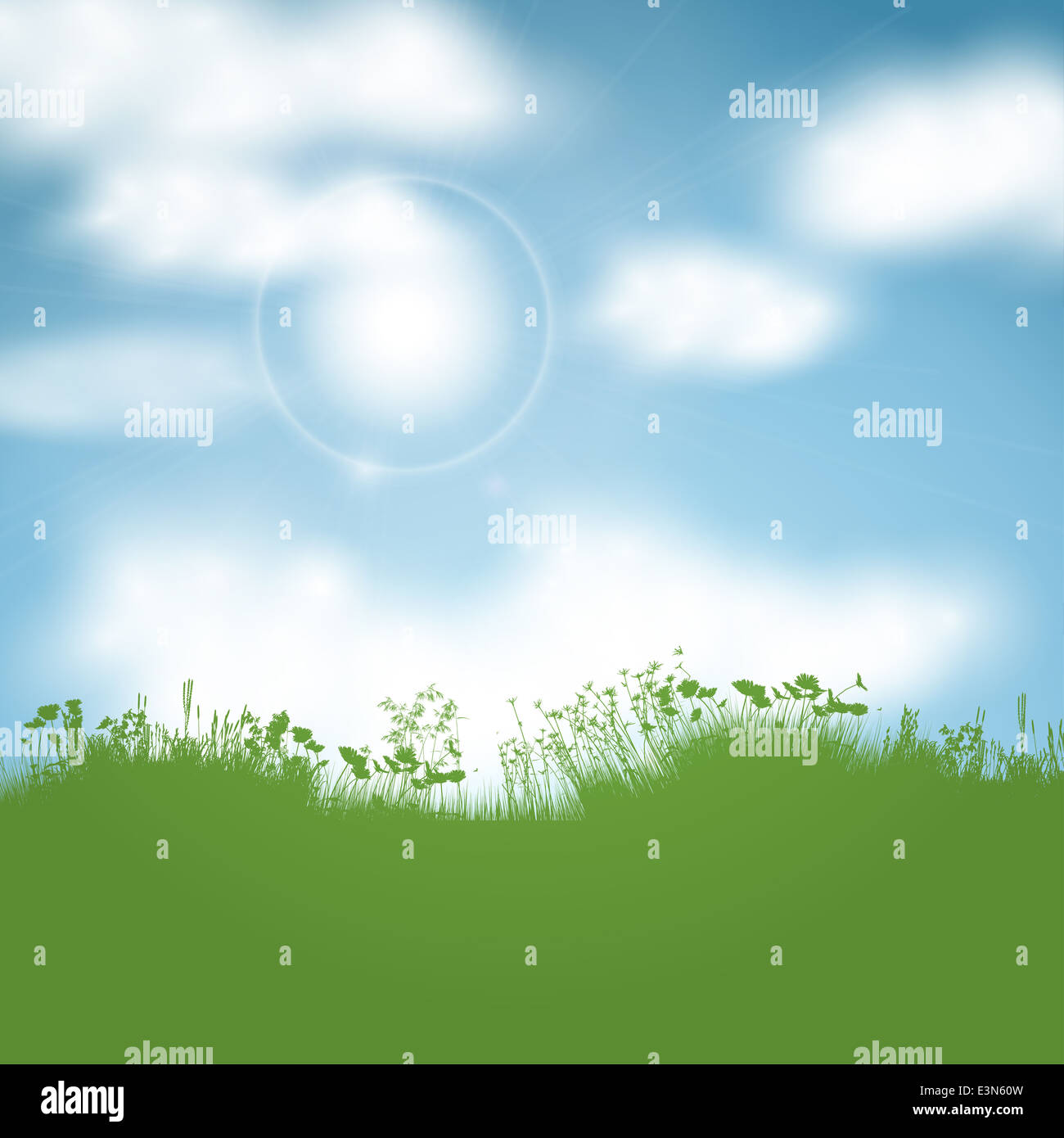 Spring background with a sunny landscape Stock Photo - Alamy