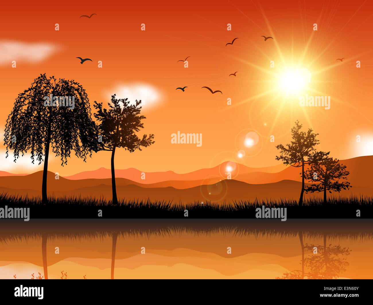 Background of a sunny landscape scene Stock Photo - Alamy