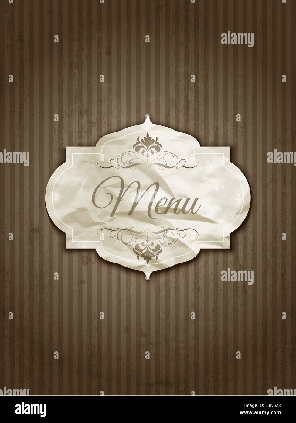Abstract vintage menu design with crumpled paper label Stock Photo - Alamy