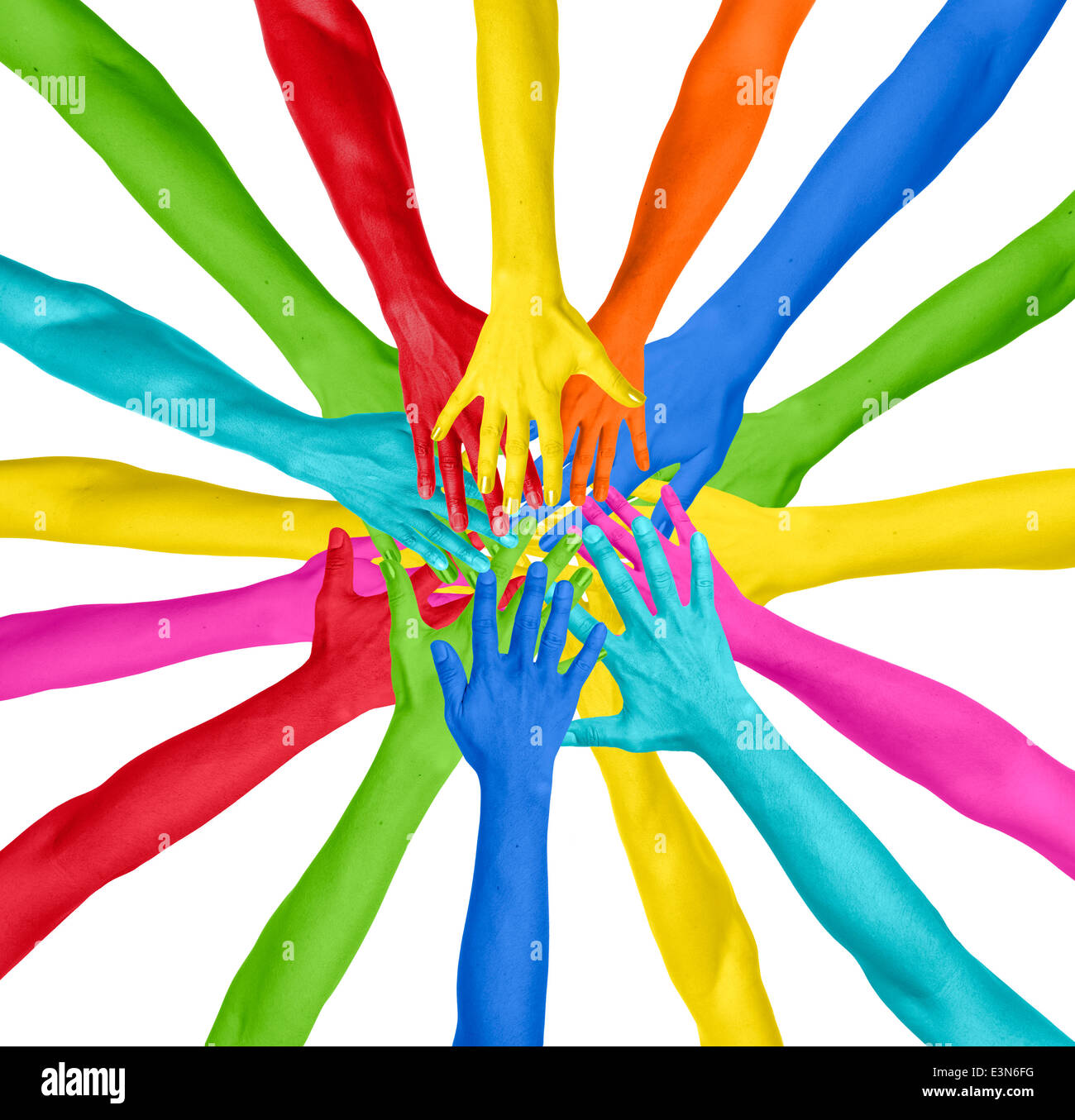 Colorful Hands Connected In a Circle Stock Photo - Alamy