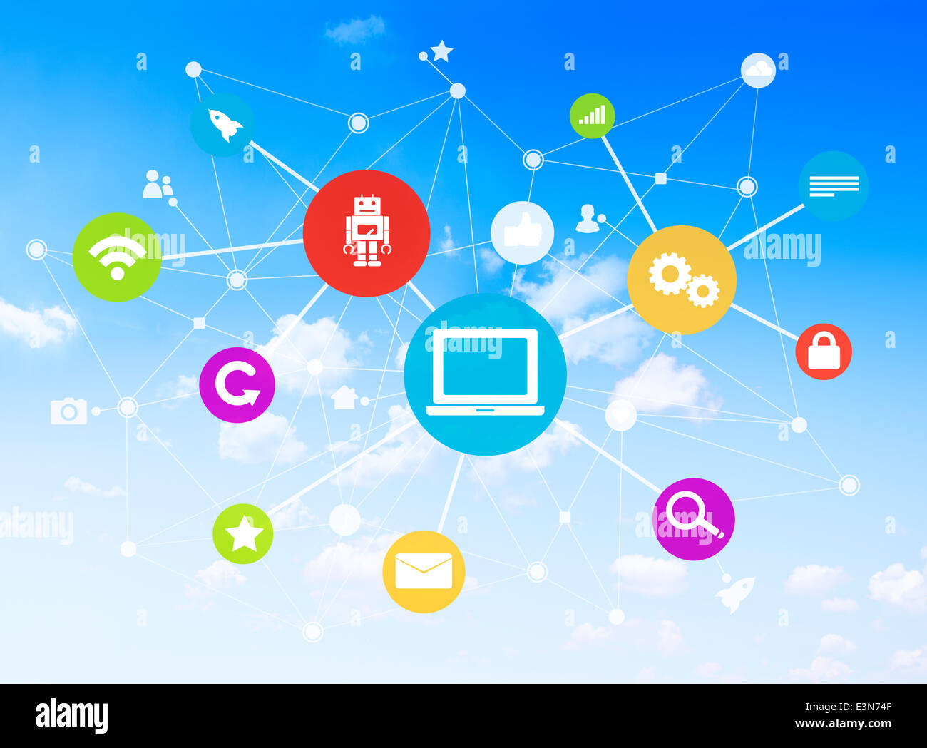Symbols And Signs Of Global Networking Stock Photo - Alamy
