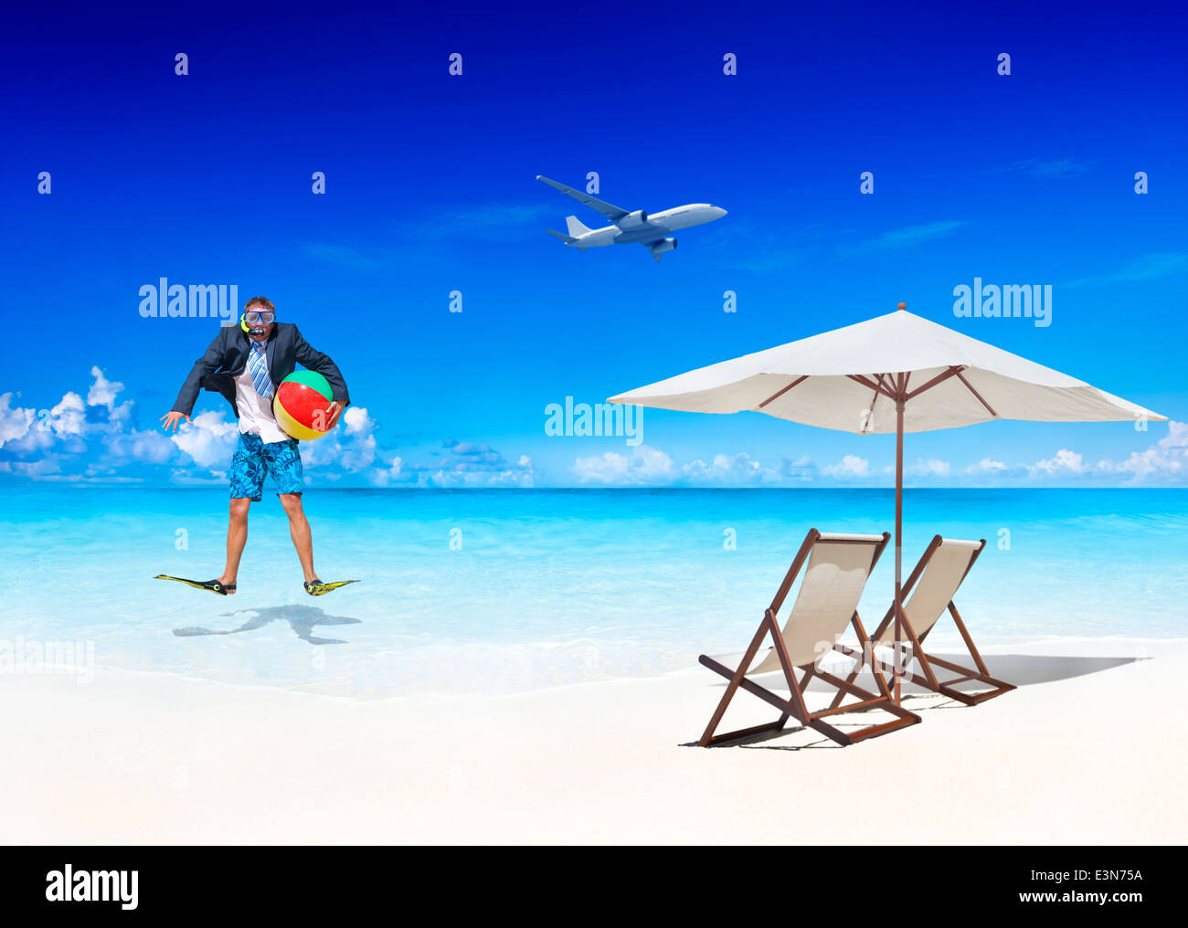Businessman by the Beach Getting Away From it All Stock Photo - Alamy