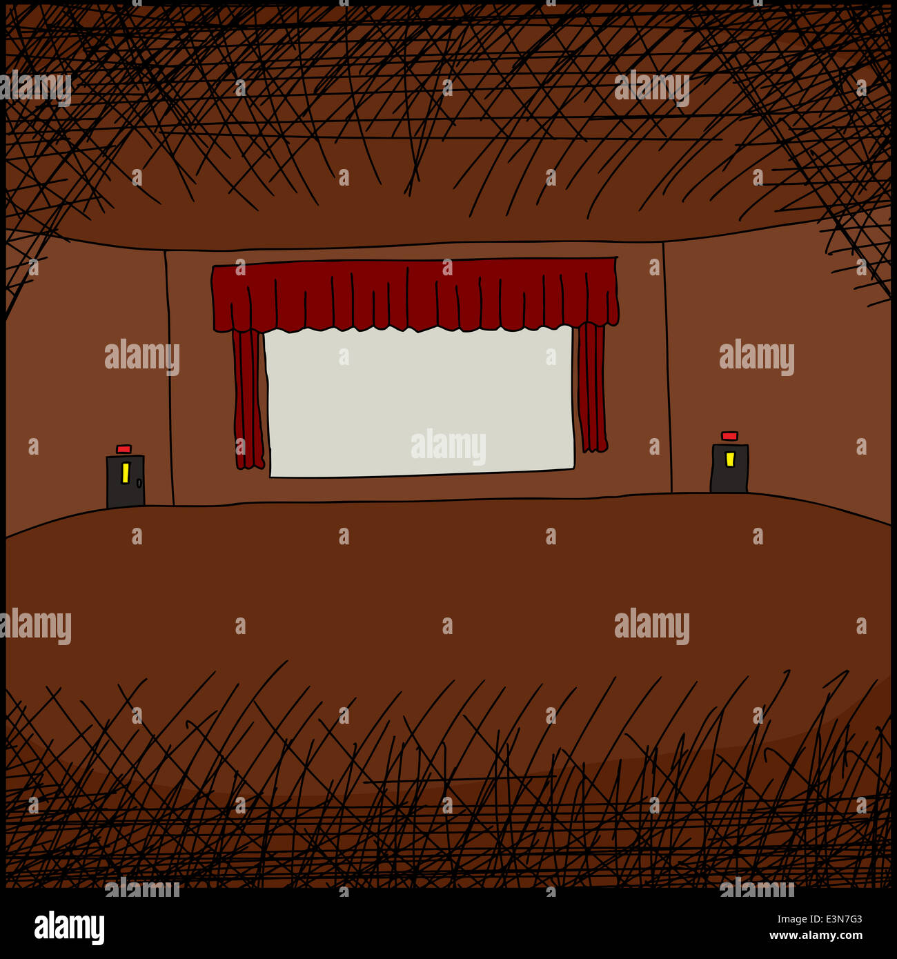 Blank movie screen in large empty room Stock Photo - Alamy