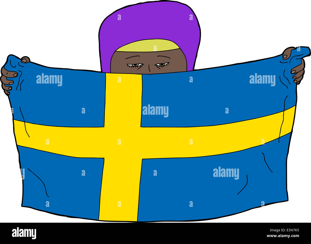 Female Muslim child with hijab holding a swedish flag Stock Photo - Alamy