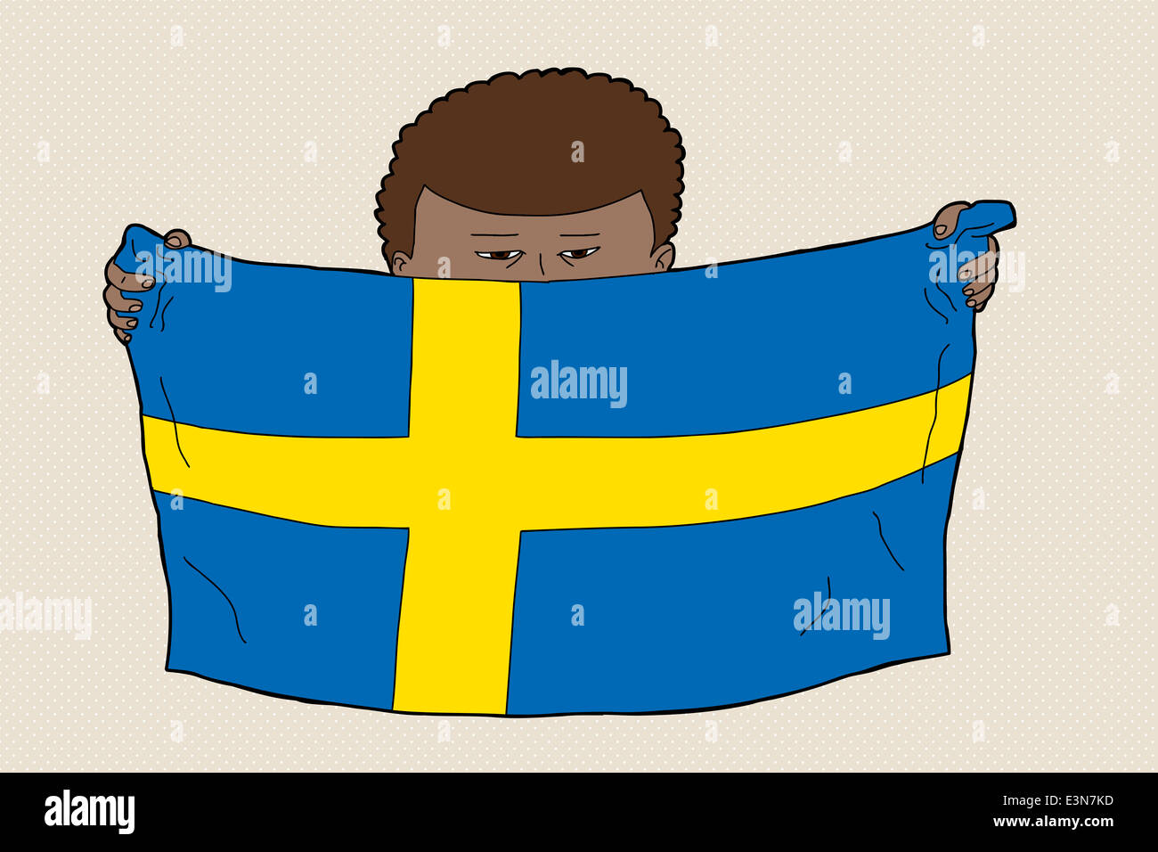 Swedish child of Arab ancestry holding flag Stock Photo - Alamy