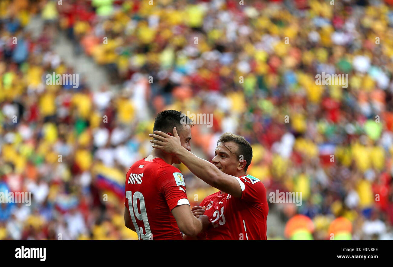 Manaus, Brazil. 25th June, 2014. Switzerland's Xherdan Shaqiri (R ...