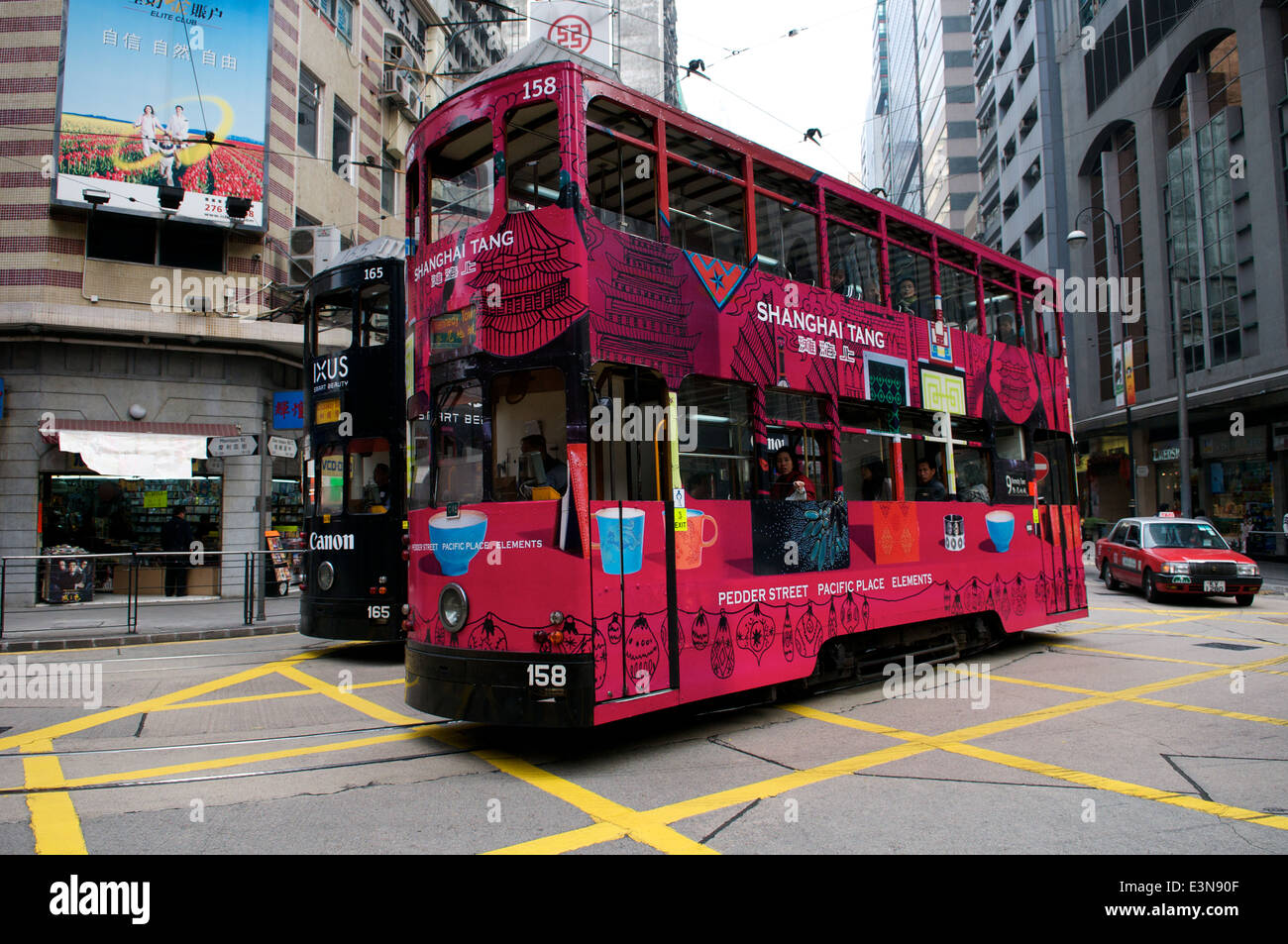 Double-decker tram, Hong Kong, China. credit: Kraig Lieb Stock Photo ...