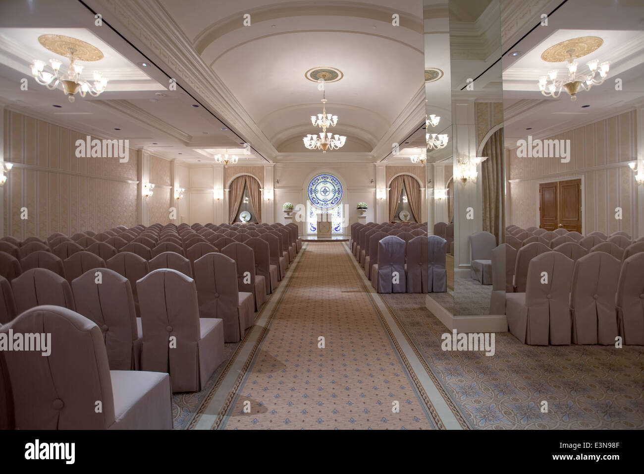 view of nice wedding ceremony hall interior Stock Photo - Alamy