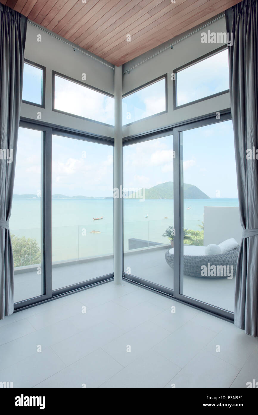 sea view from nice big modern apartment with huge balcony Stock Photo ...