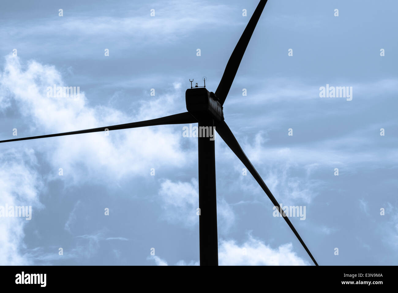 Silhouette of wind turbine on background of clouds, Normandy, France ...