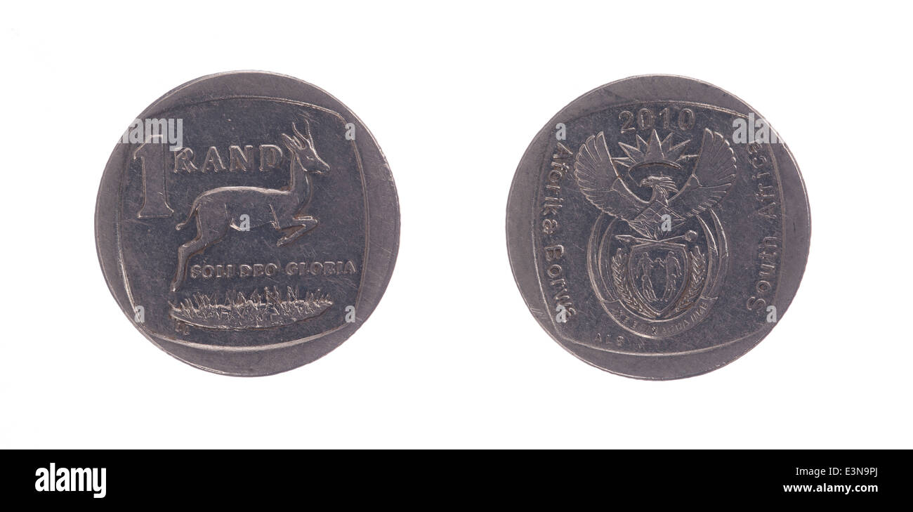 South Africa One Rand Coin, isolated on white Stock Photo - Alamy