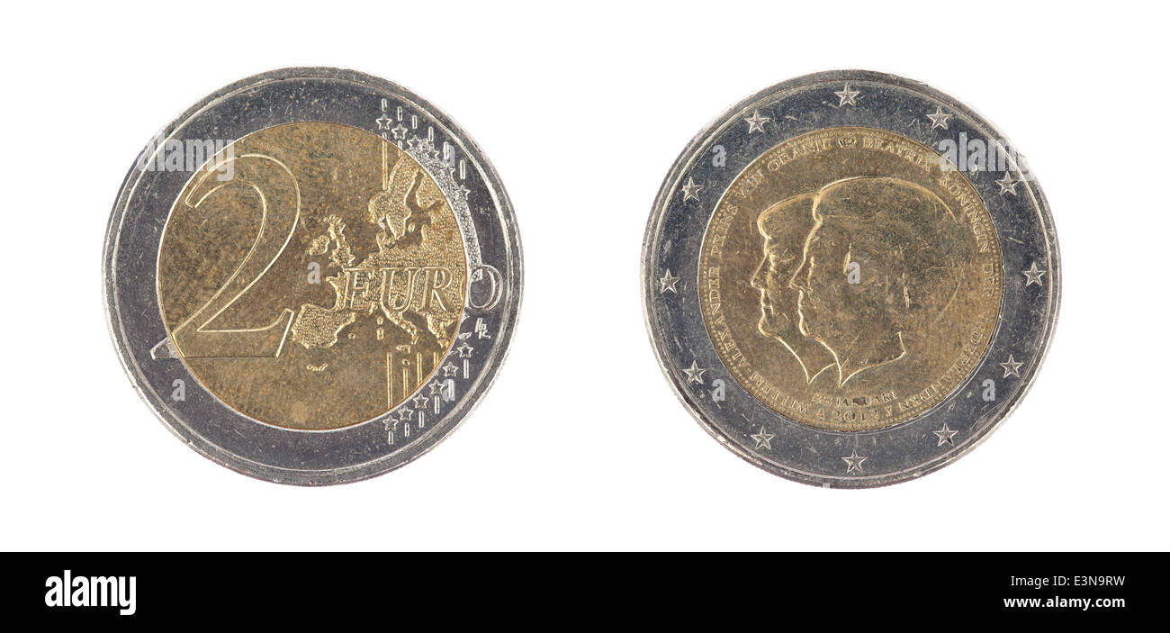 Euro coin, 2 euro, isolated on white Stock Photo - Alamy