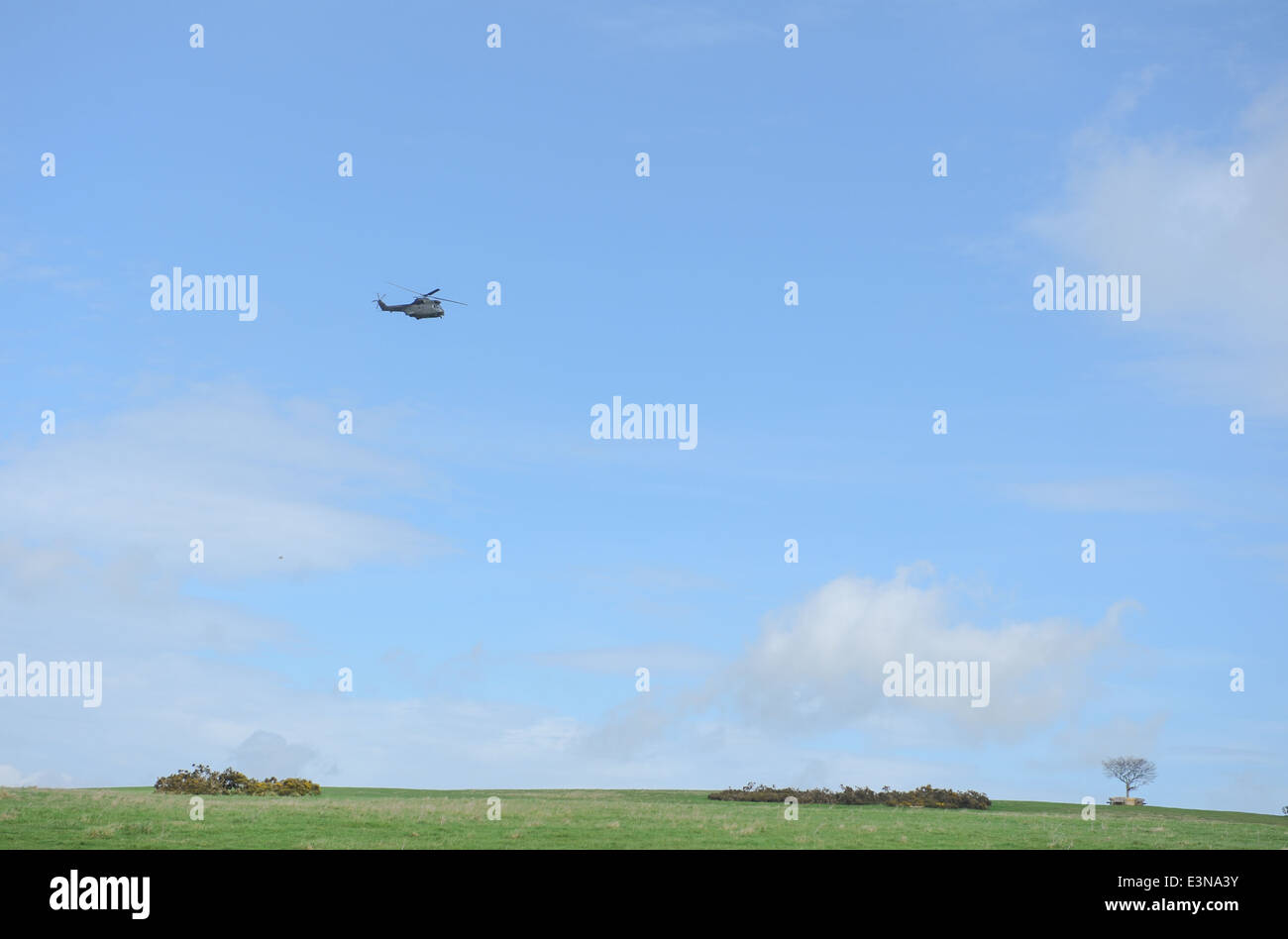 Helicopter Flying over the Beech Memorial on Cleeve Common , between ...