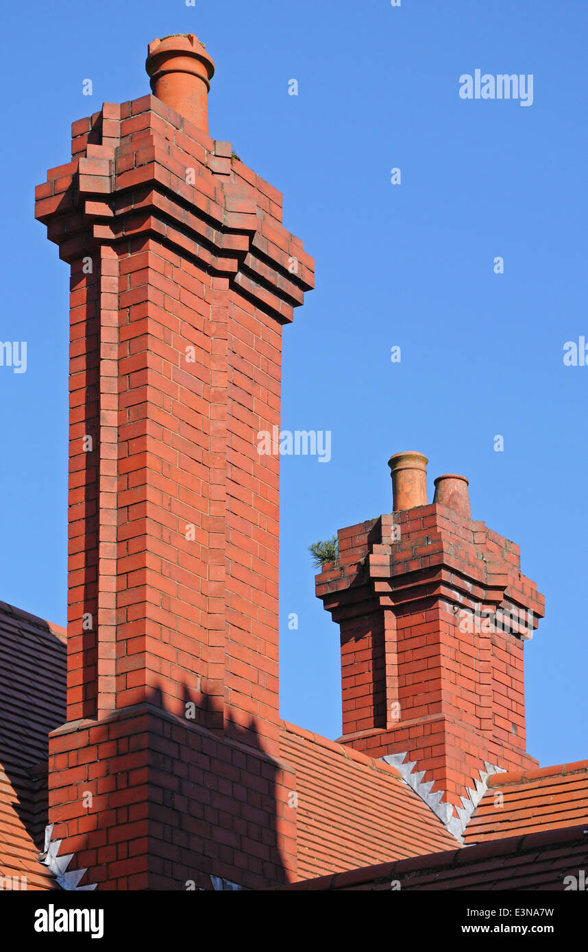 Tall red brick chimneys, Lichfield, Staffordshire, England, UK, Western ...