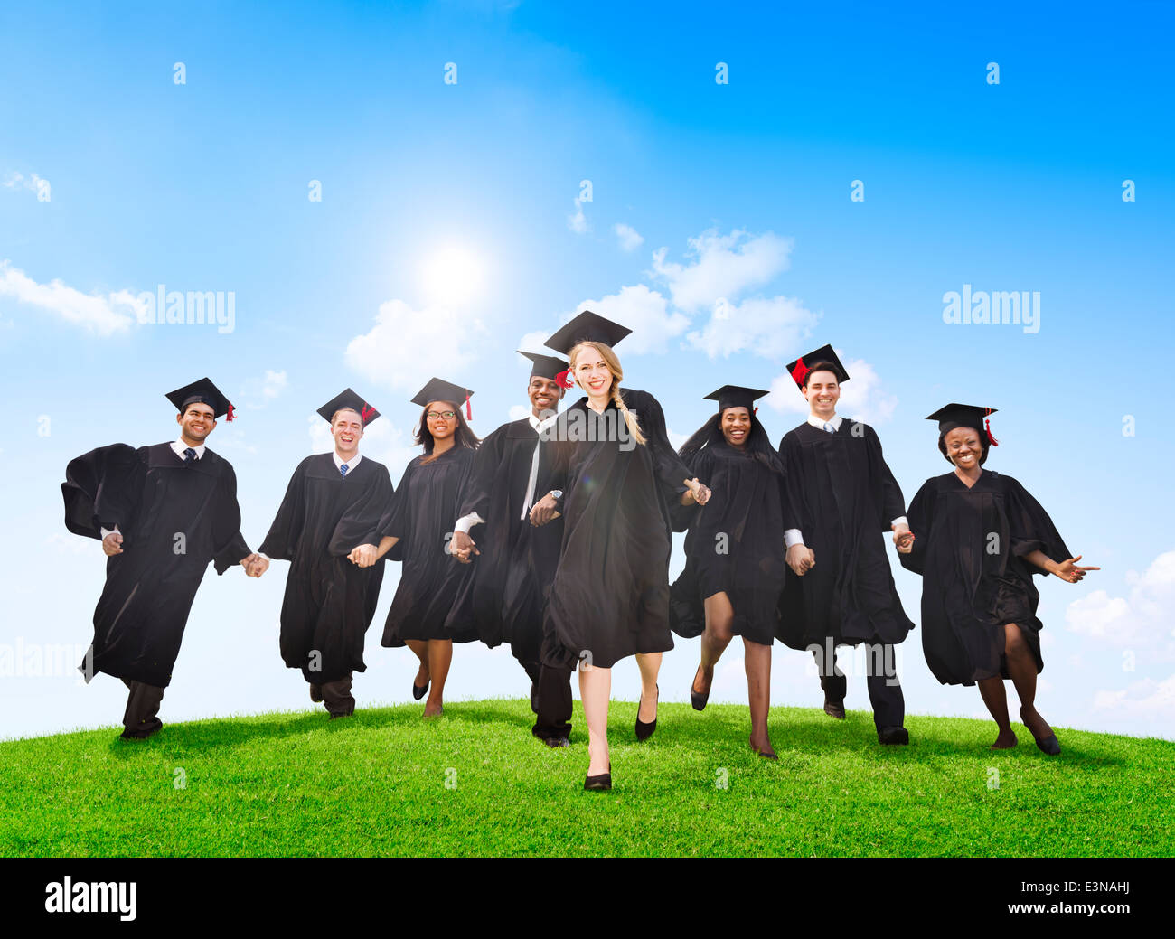 Group Of Diverse International Students Celebrating Graduation Stock ...