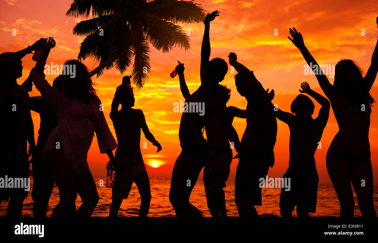 Silhouettes of Diverse Multiethnic People Partying Stock Photo - Alamy