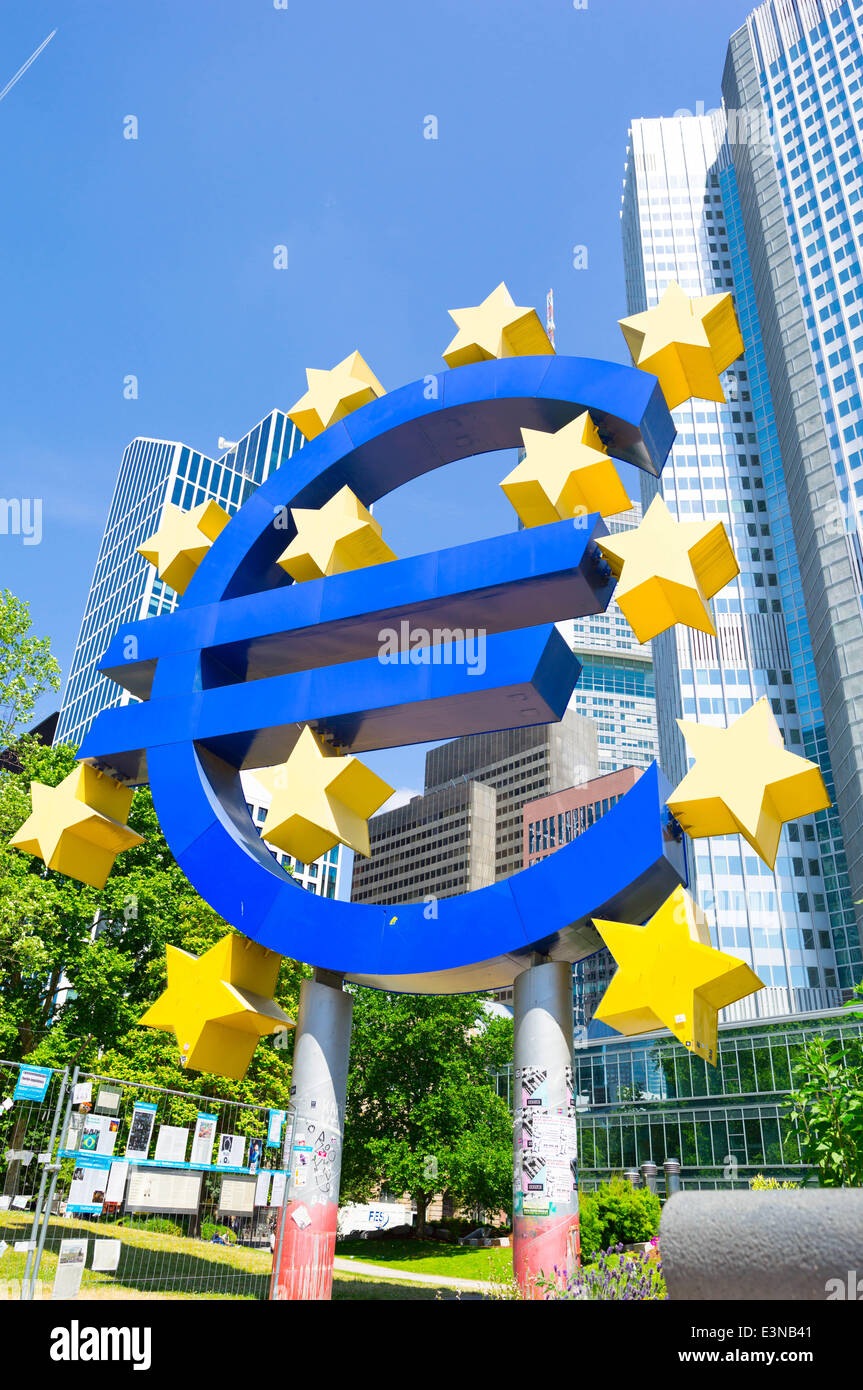 Euro sculpture by artist Ottmar Hörl in Frankfurt - Germany - June 2014 ...