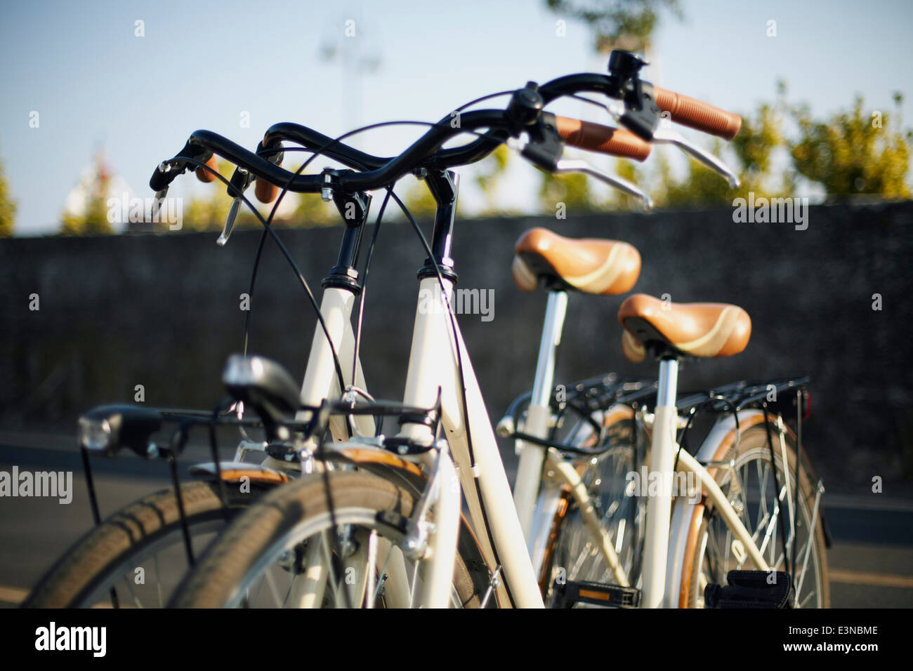 Bicycles parked in street Stock Photo - Alamy