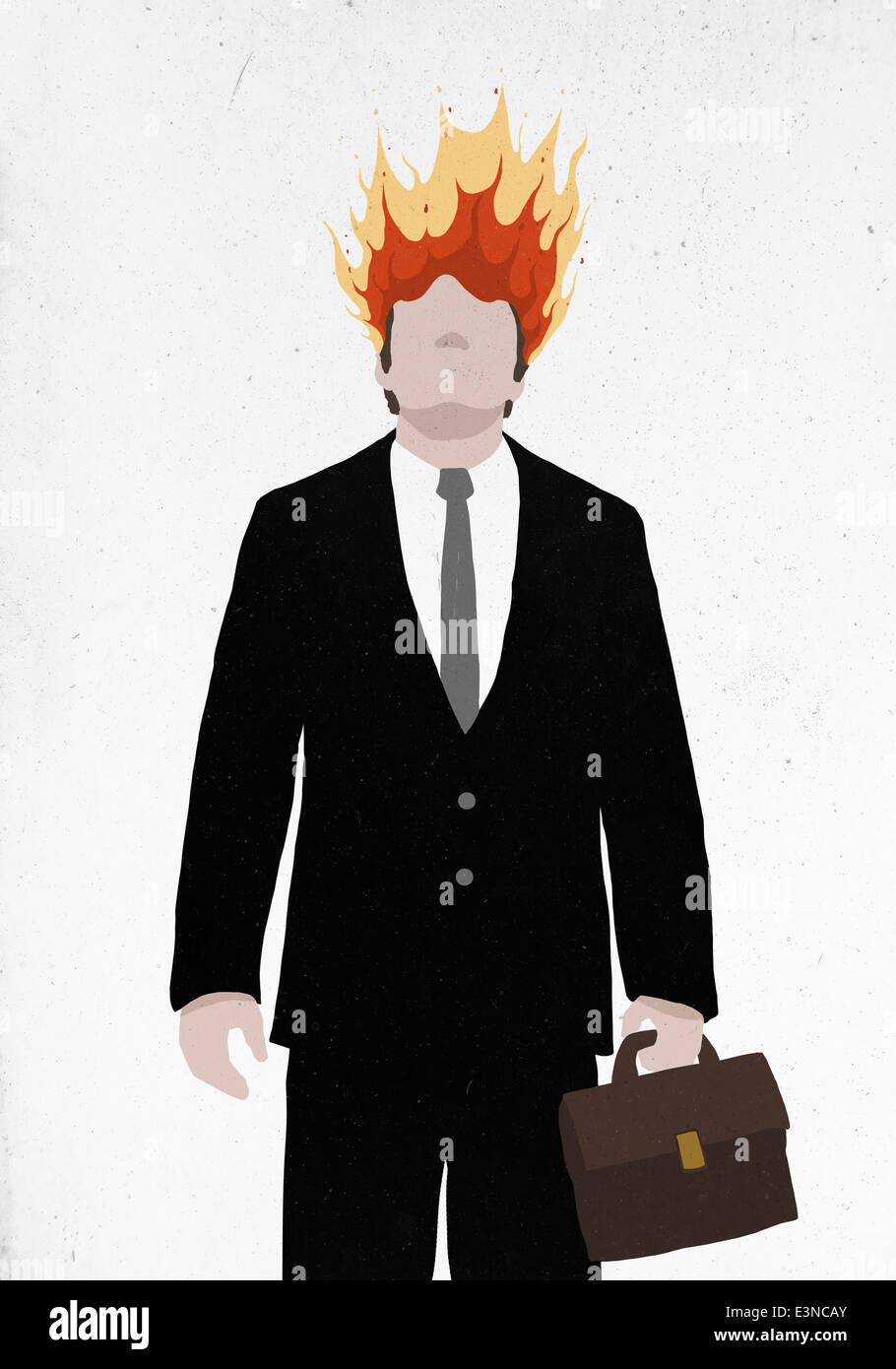 Businessman's head on fire against white background Stock Photo - Alamy
