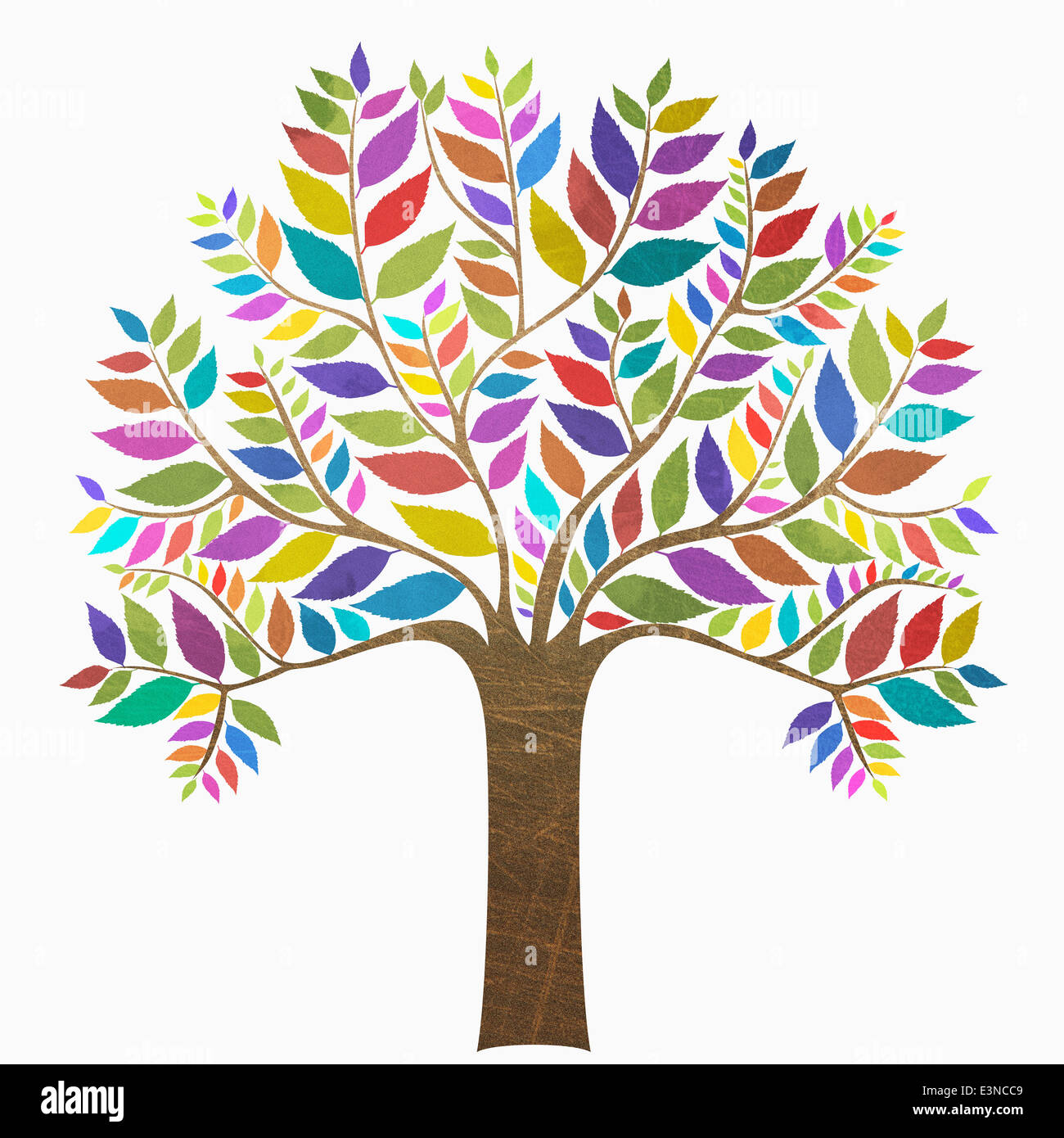 Multi colored tree against white background Stock Photo - Alamy