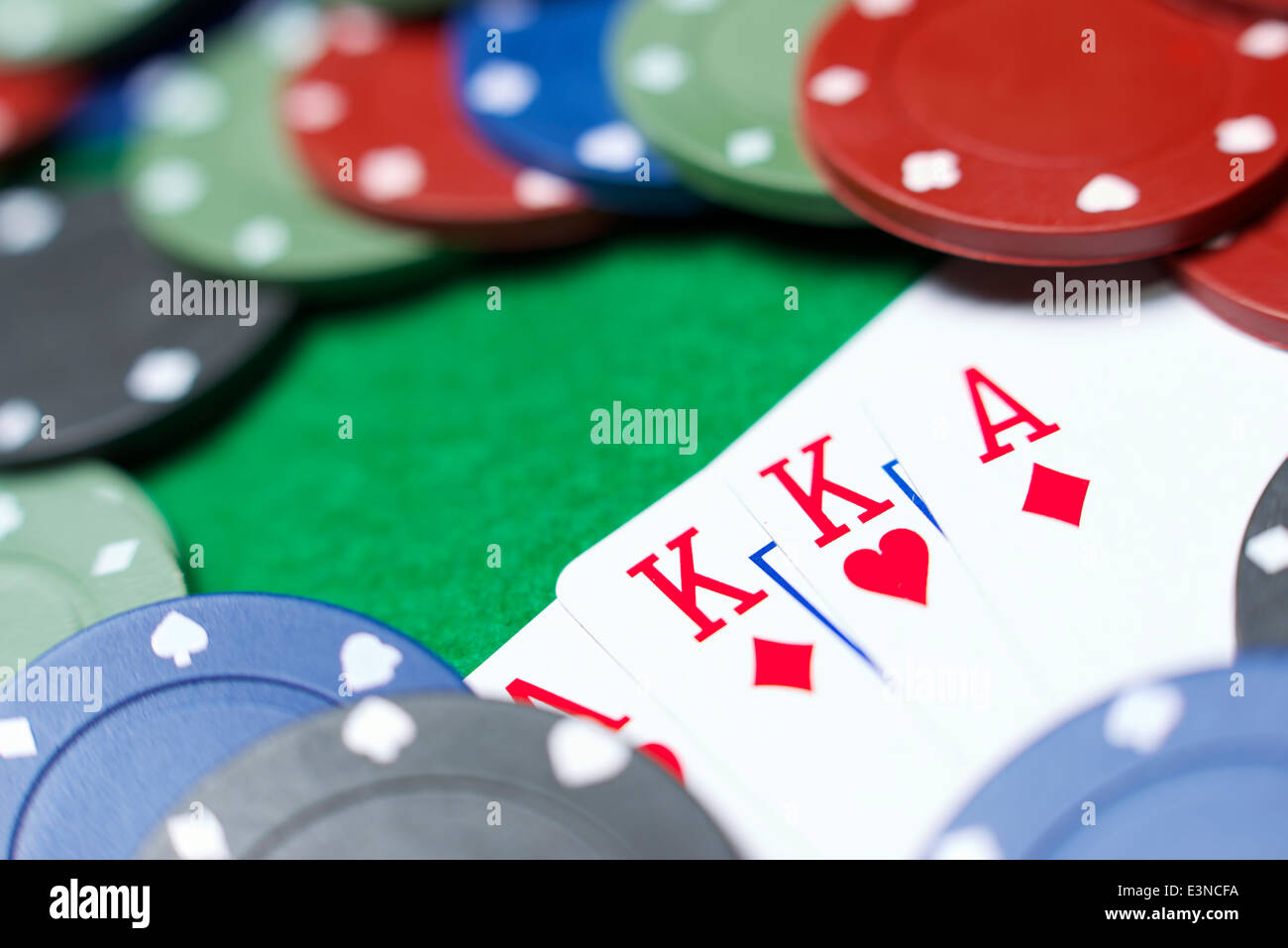 view of a gaming table with green mat Stock Photo - Alamy