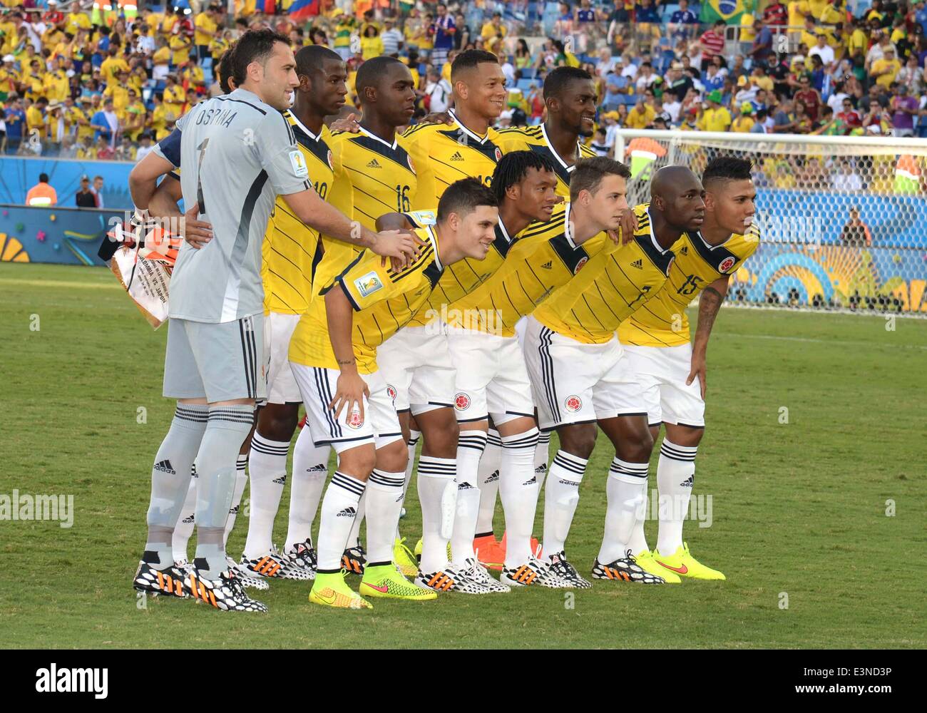 Cuiaba, Brazil. 24th June, 2014. Colombia team group line-up (COL ...