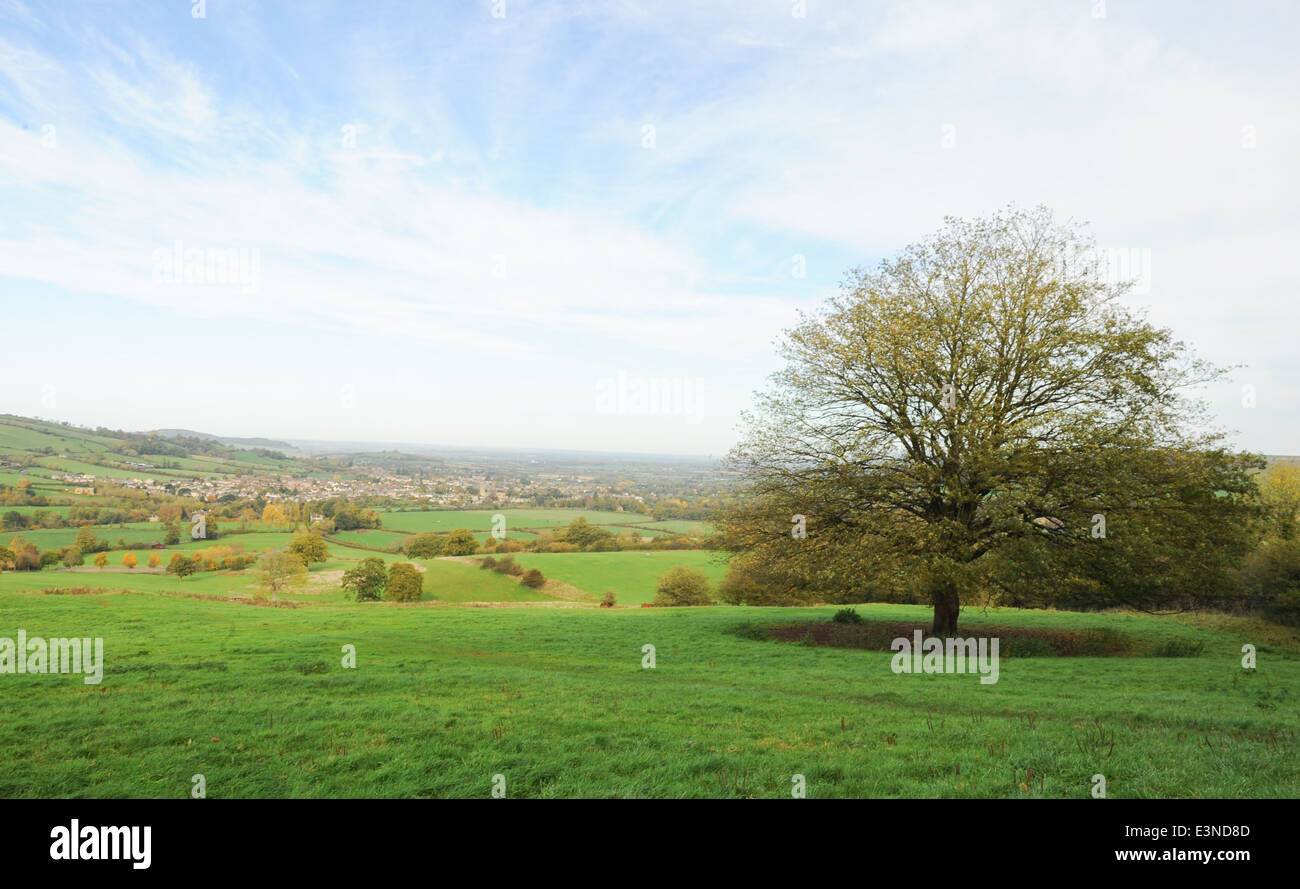 View looking towards the Rural Town of Winchcombe in the Cotswolds ...