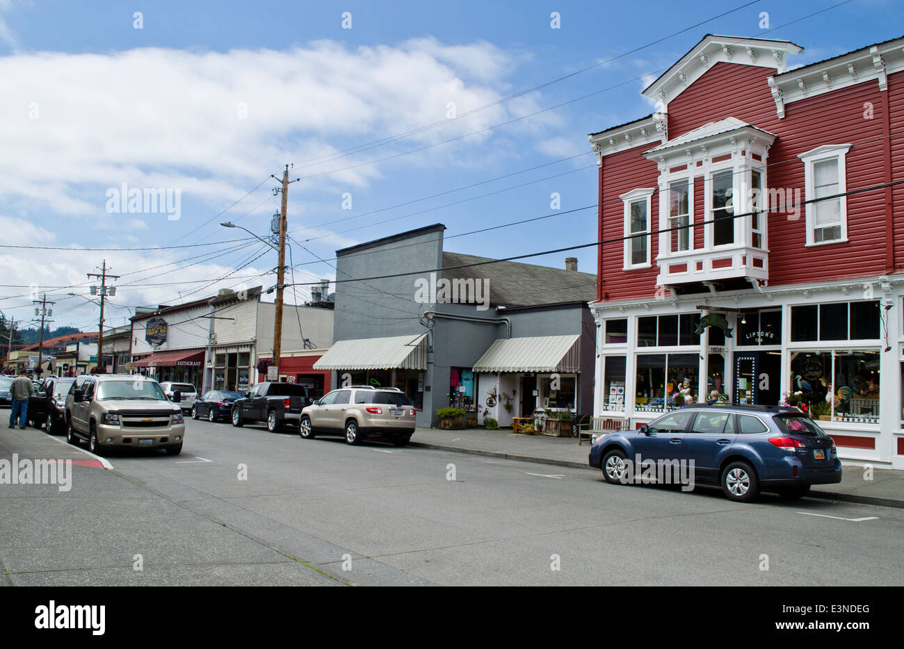 Main street shops and restaurants in the picturesque town of La Conner ...