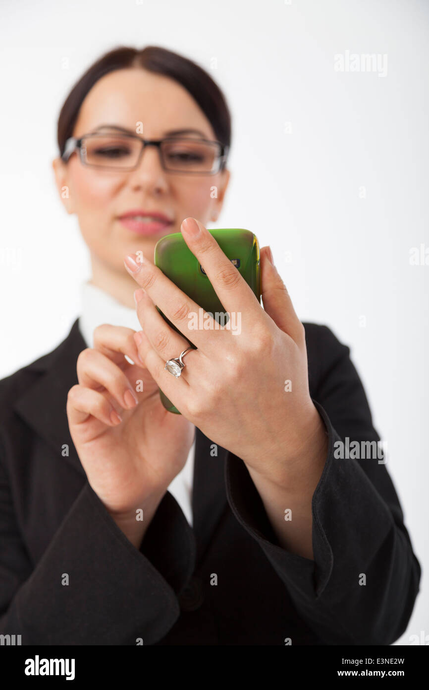 Female Business Professional Using Smart phone Stock Photo - Alamy