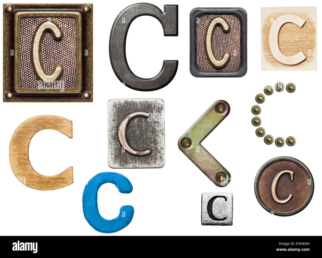 Alphabet made of wood, metal, plasticine. Letter C Stock Photo - Alamy