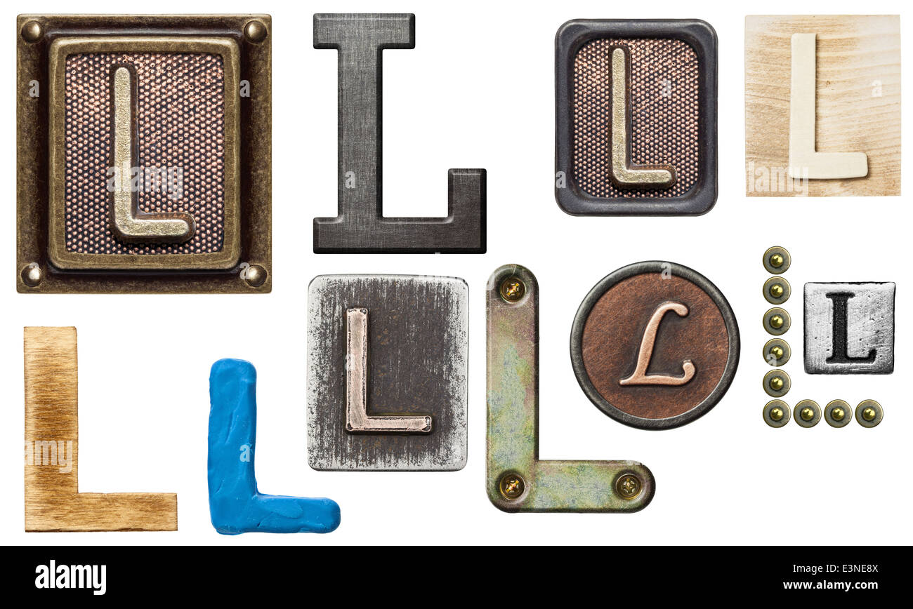 Alphabet made of wood, metal, plasticine. Letter L Stock Photo - Alamy